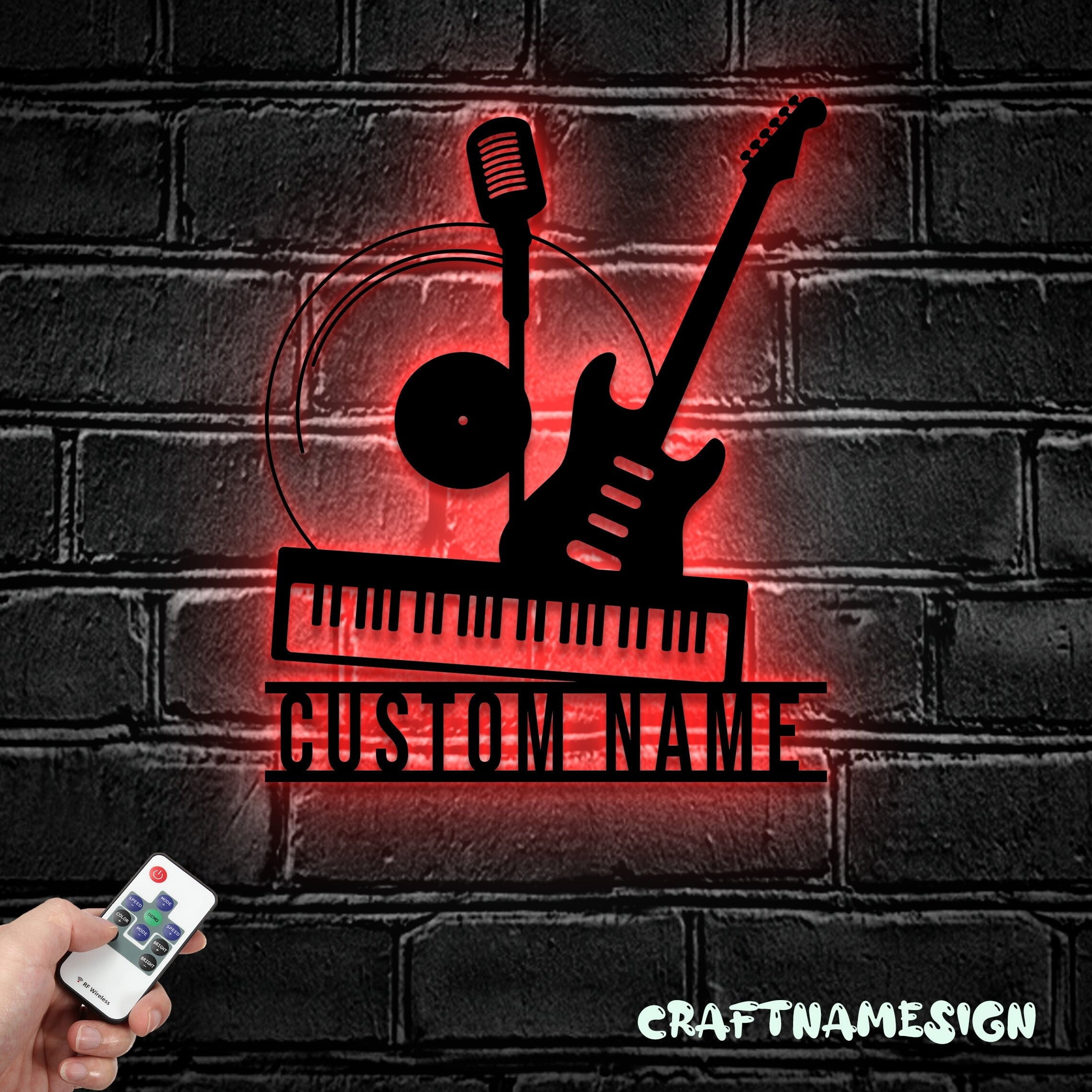 Craftnamesign Custom Guitar And Micro Metal Wall Art LED Light, Custom ...