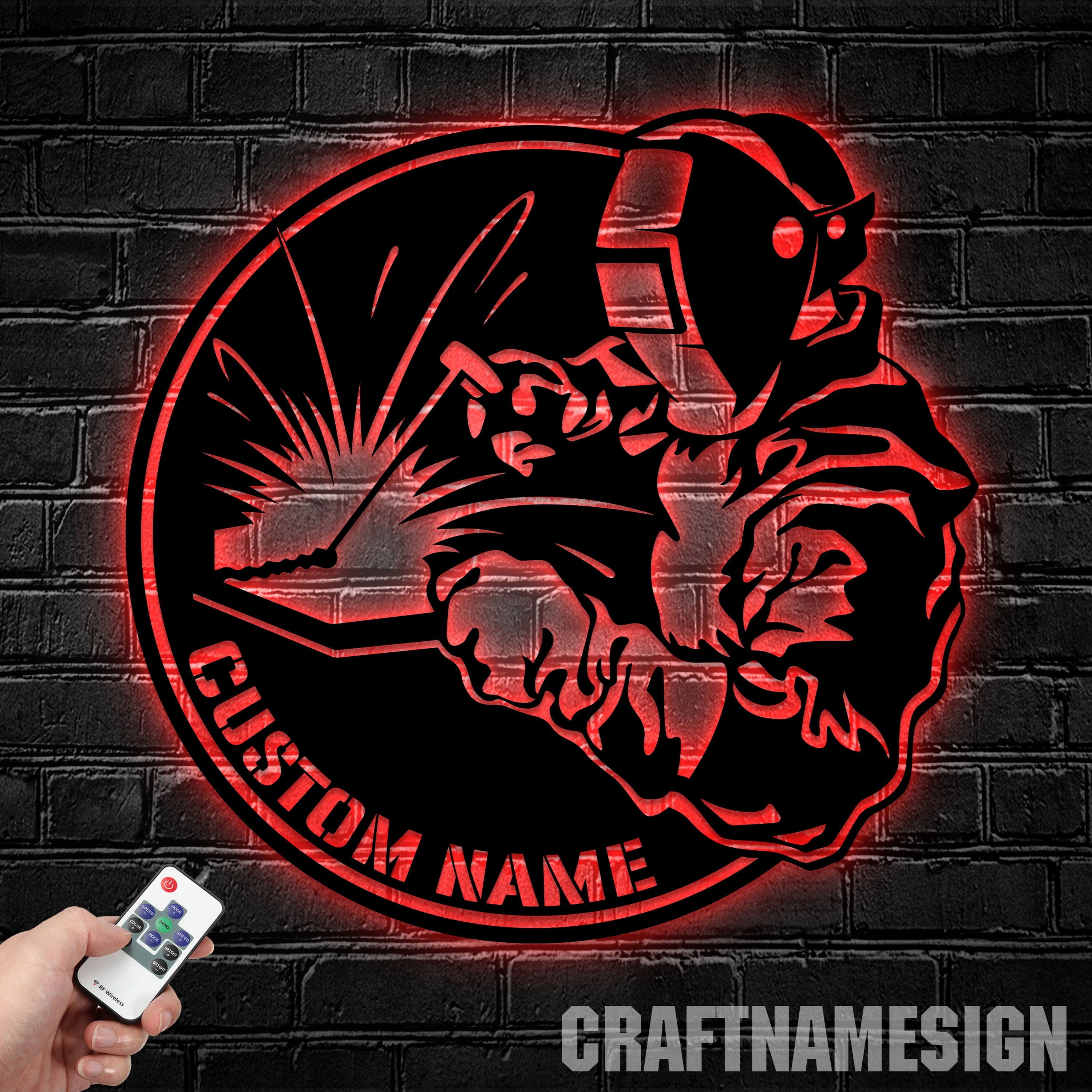 Craftnamesign Custom Ironworker Welding Metal Wall Art LED Light ...