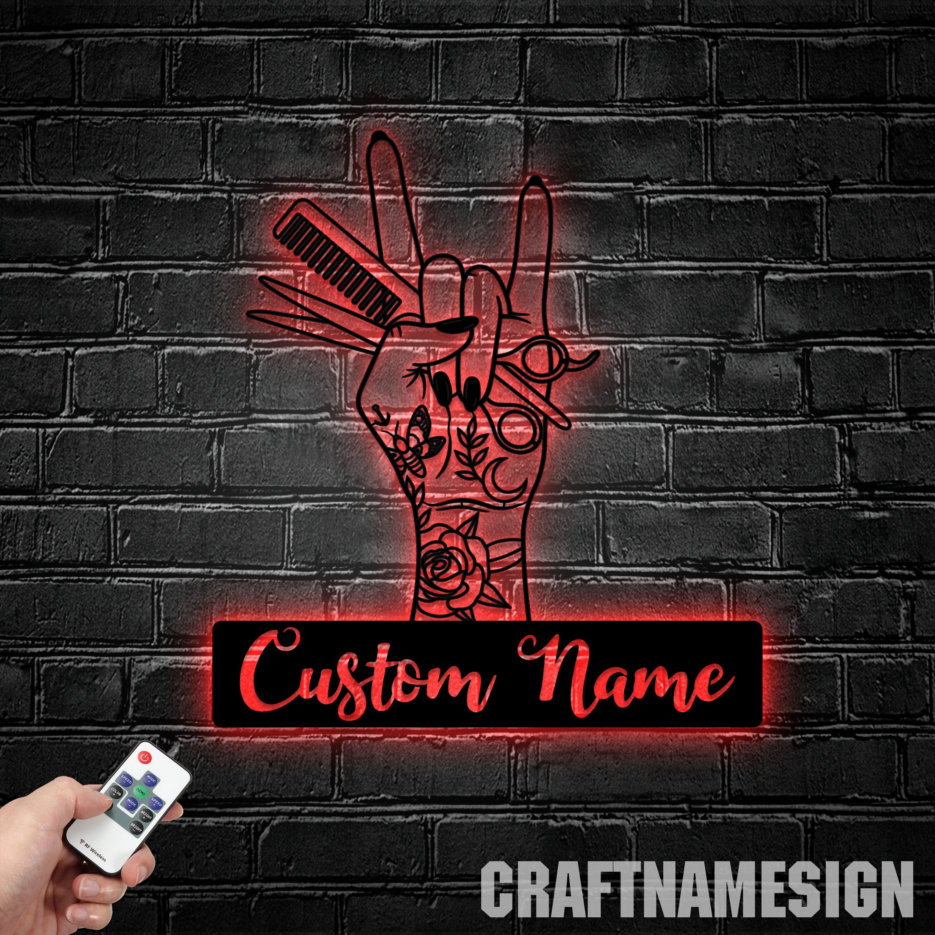 Craftnamesign Custom Hair Salon Metal Sign LED Light, Hair Hustler Name ...