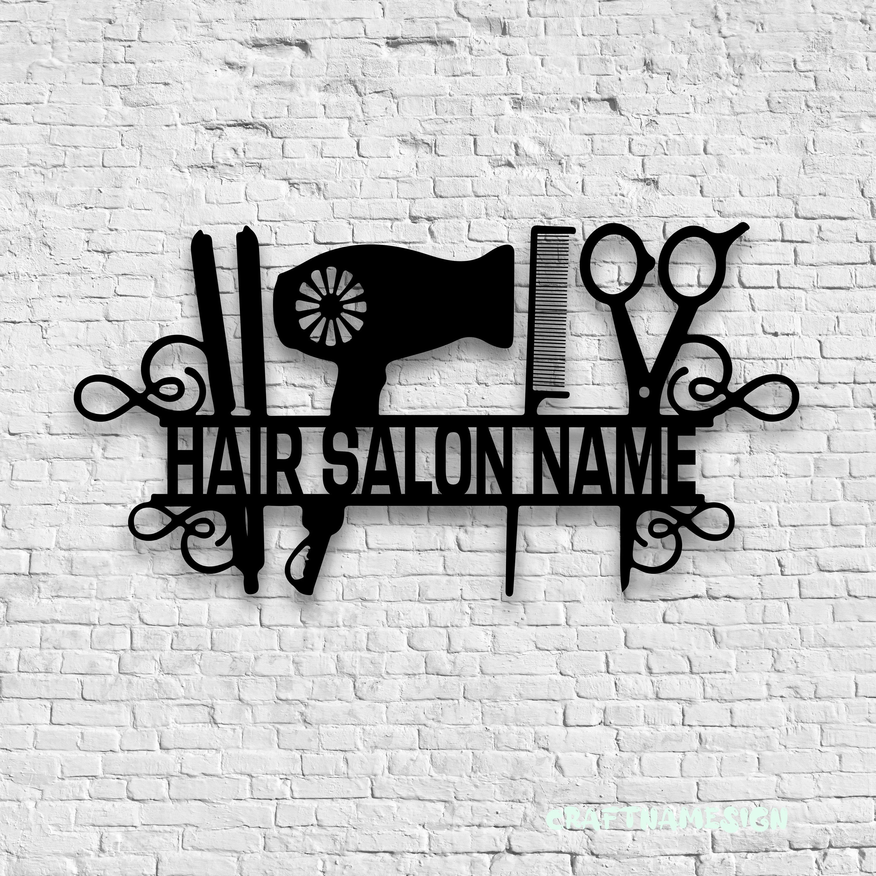 Craftnamesign Custom Hair Salon Name Metal Sign LED Light, Hair Stylist ...