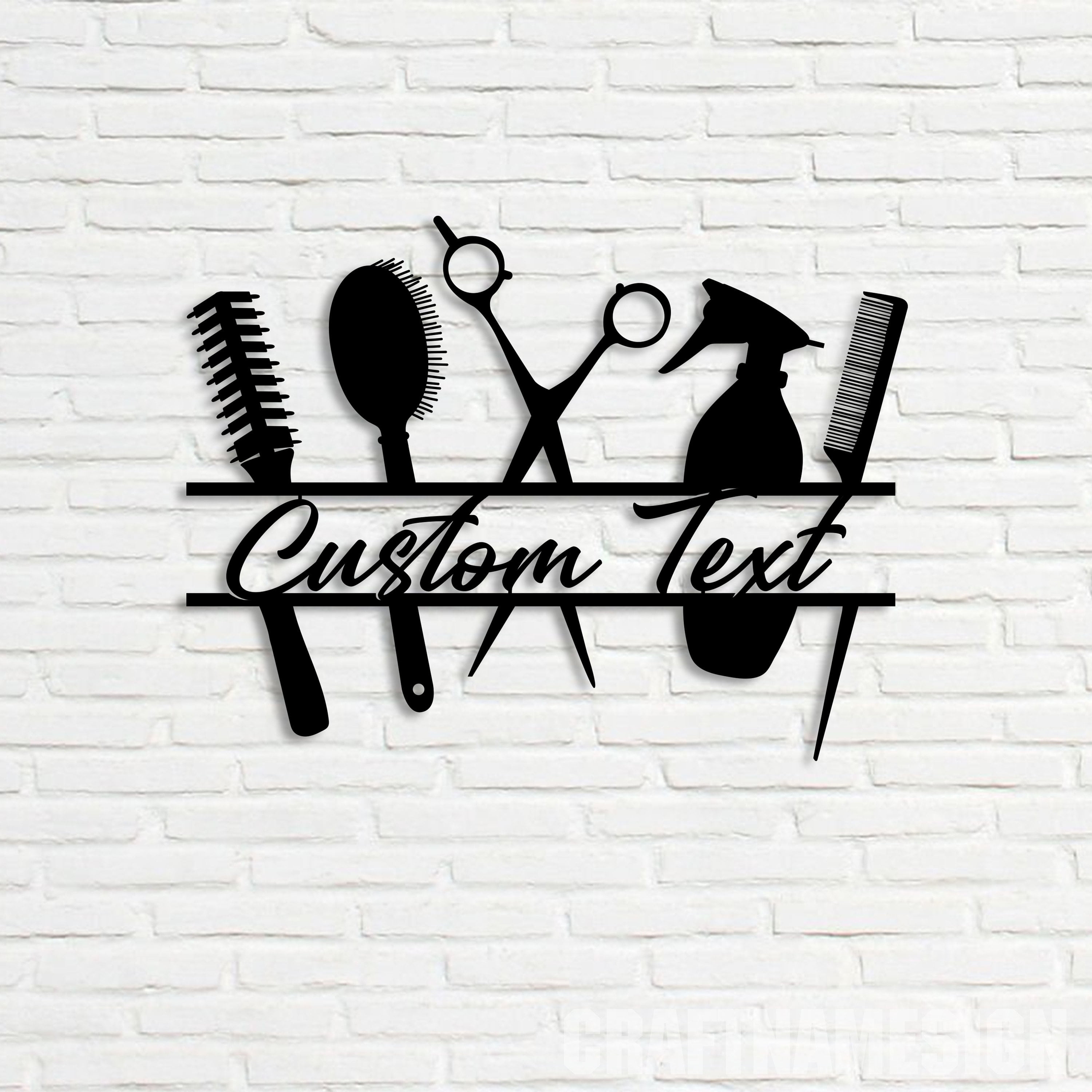 Craftnamesign Custom Hair Stylist Metal Wall Art LED Light, Barber Shop ...