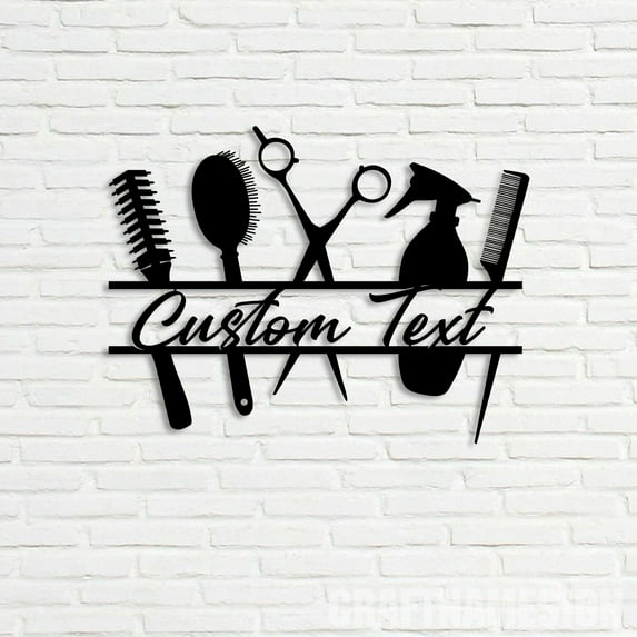 Craftnamesign Custom Hair Stylist Metal Wall Art LED Light, Barber Shop ...