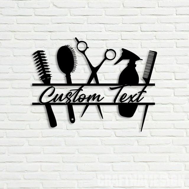 Craftnamesign Custom Hair Stylist Metal Wall Art LED Light, Barber Shop ...