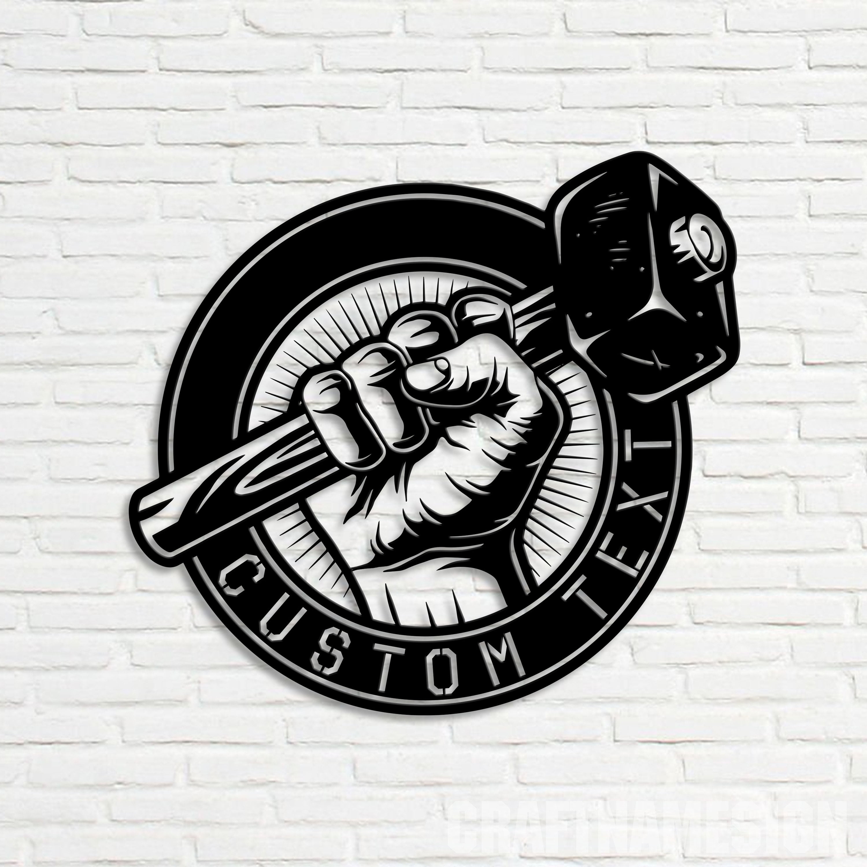 Craftnamesign Custom Hammer Carpenter Metal Wall Art LED Light, Custom ...