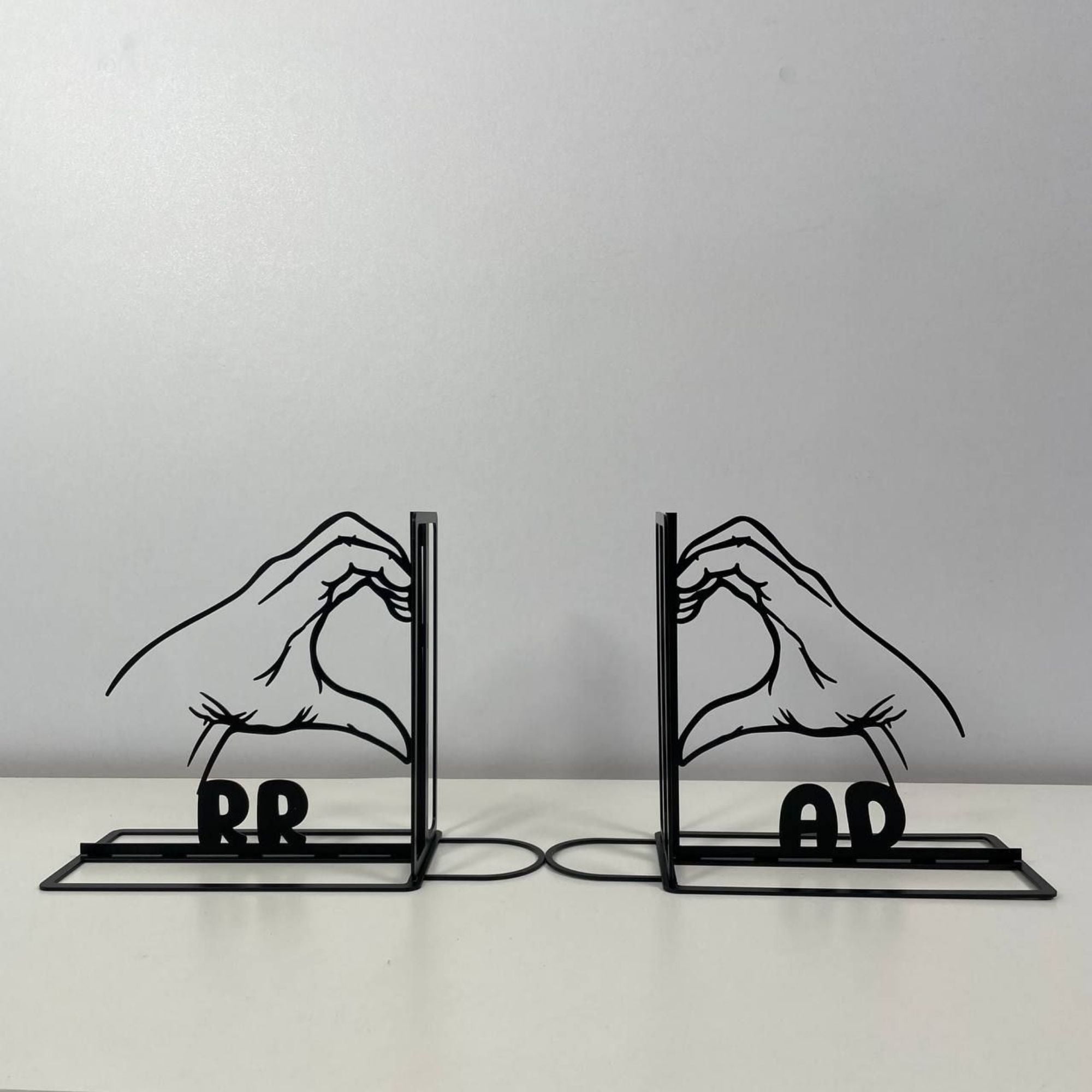 Craftnamesign Custom Hand Heart Metal Bookend, Couple Hand Book Shelf ...