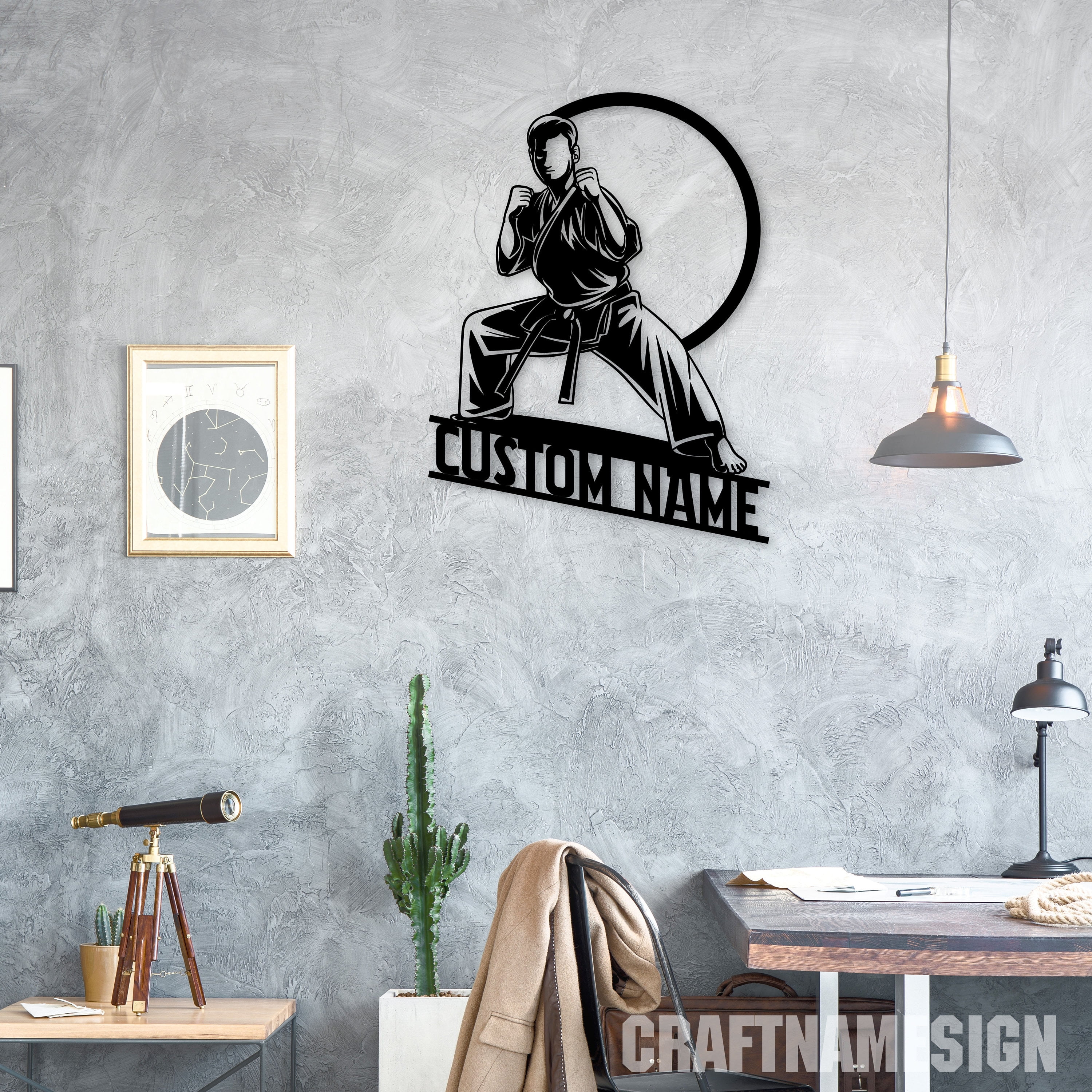 Craftnamesign Custom Karate Martial Arts Metal Wall Art with LED Light ...
