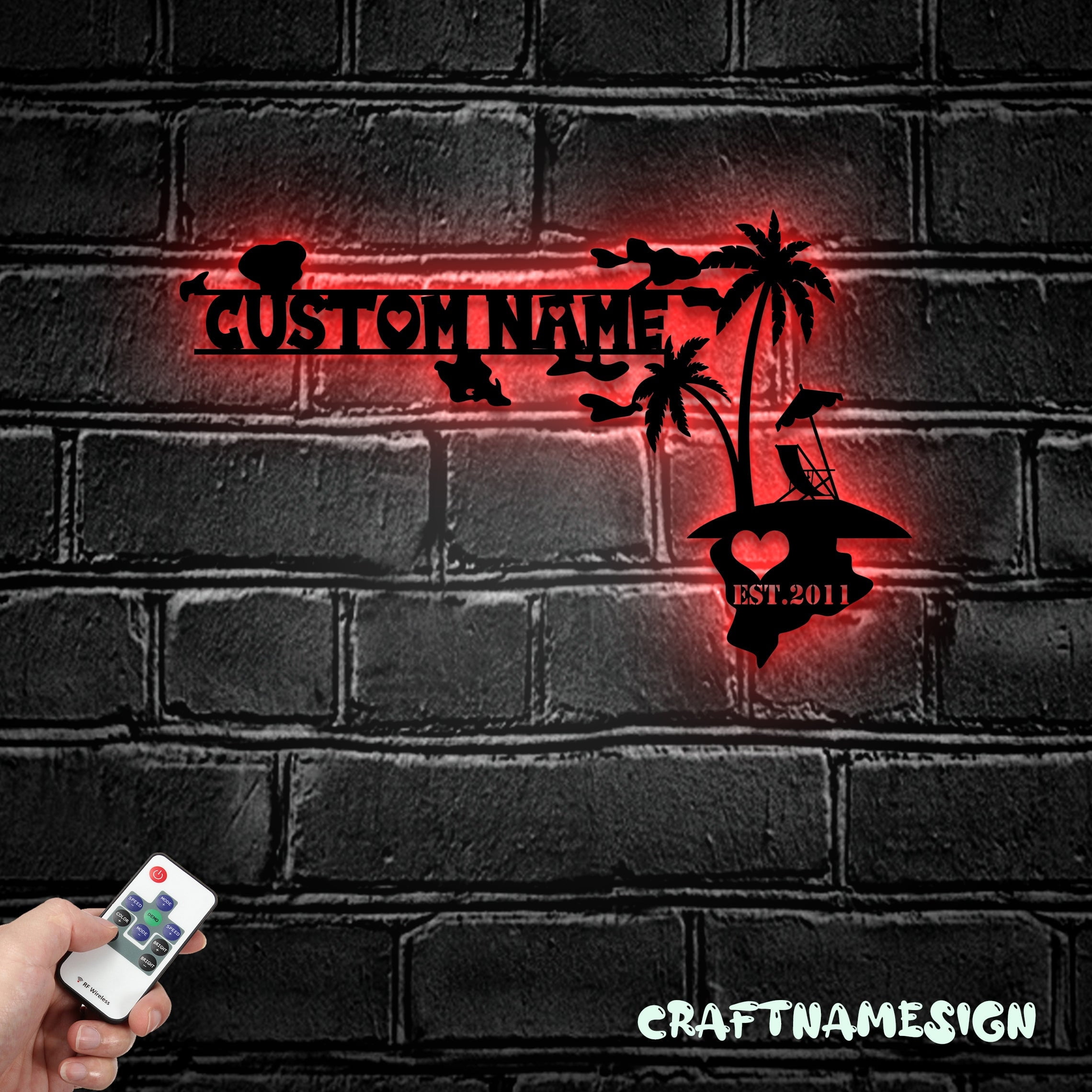 Craftnamesign Custom Hawaii Map Metal Wall Art LED Lights, Hawaii State ...