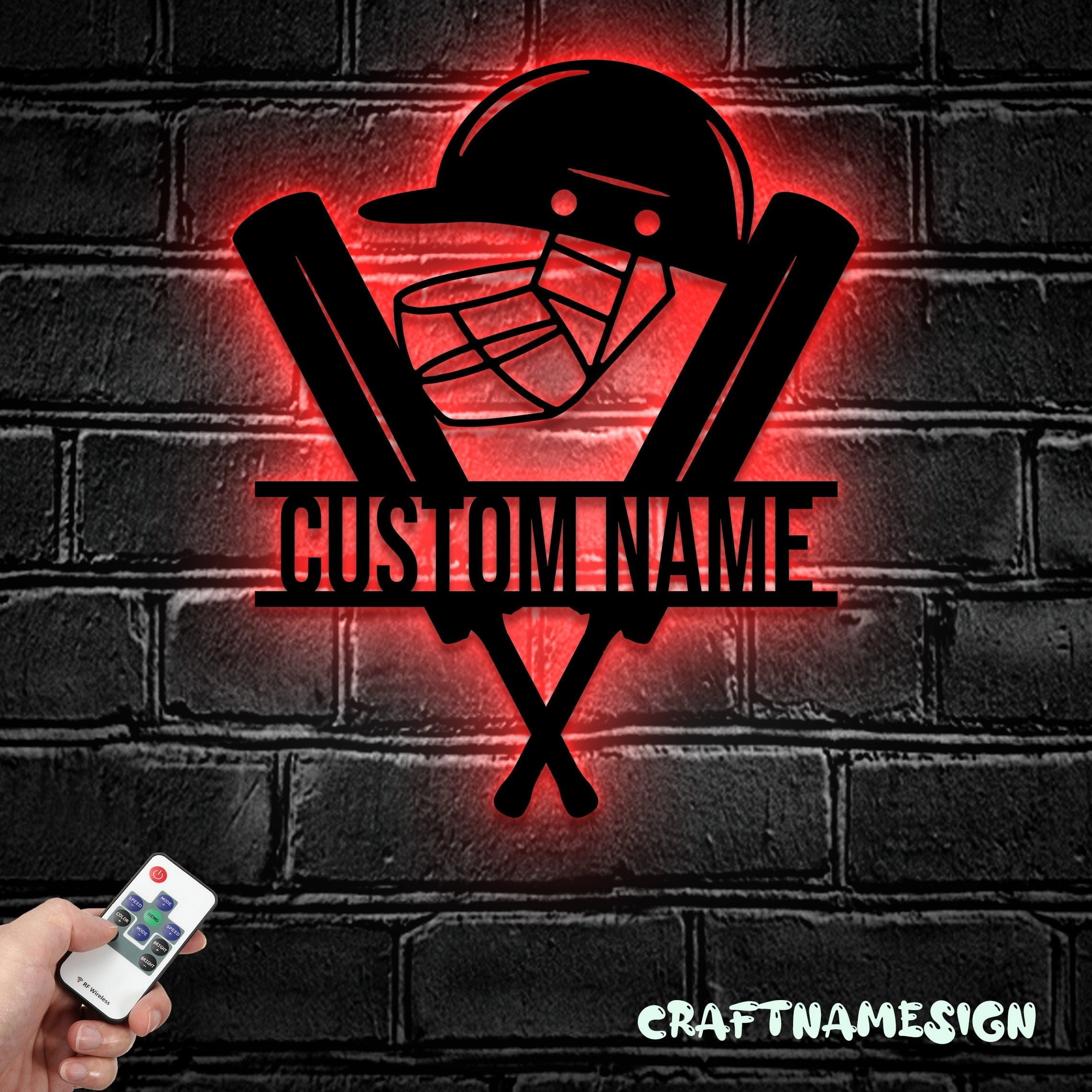 Craftnamesign Custom Helmet Cricket Bat Metal Wall Art LED Light ...