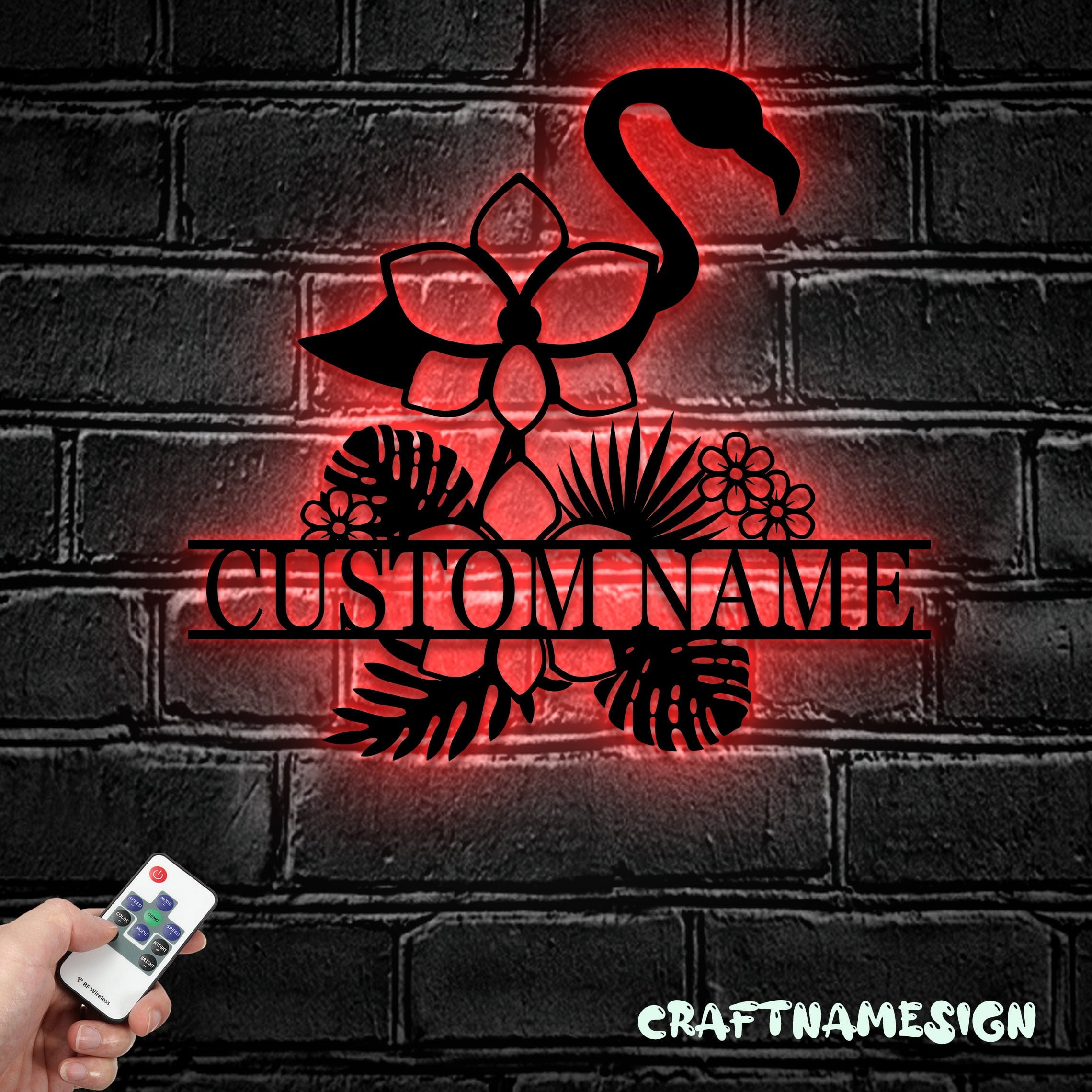 Craftnamesign Custom Hibiscus Flower Flamingo Metal Wall Art, Custom ...