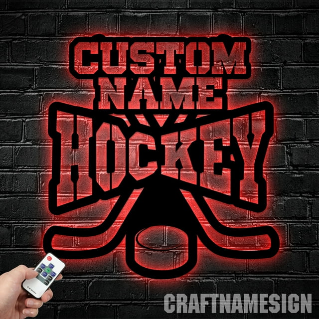 Craftnamesign Custom Hockey Metal Sign, Hockey Stick Metal Wall Art ...