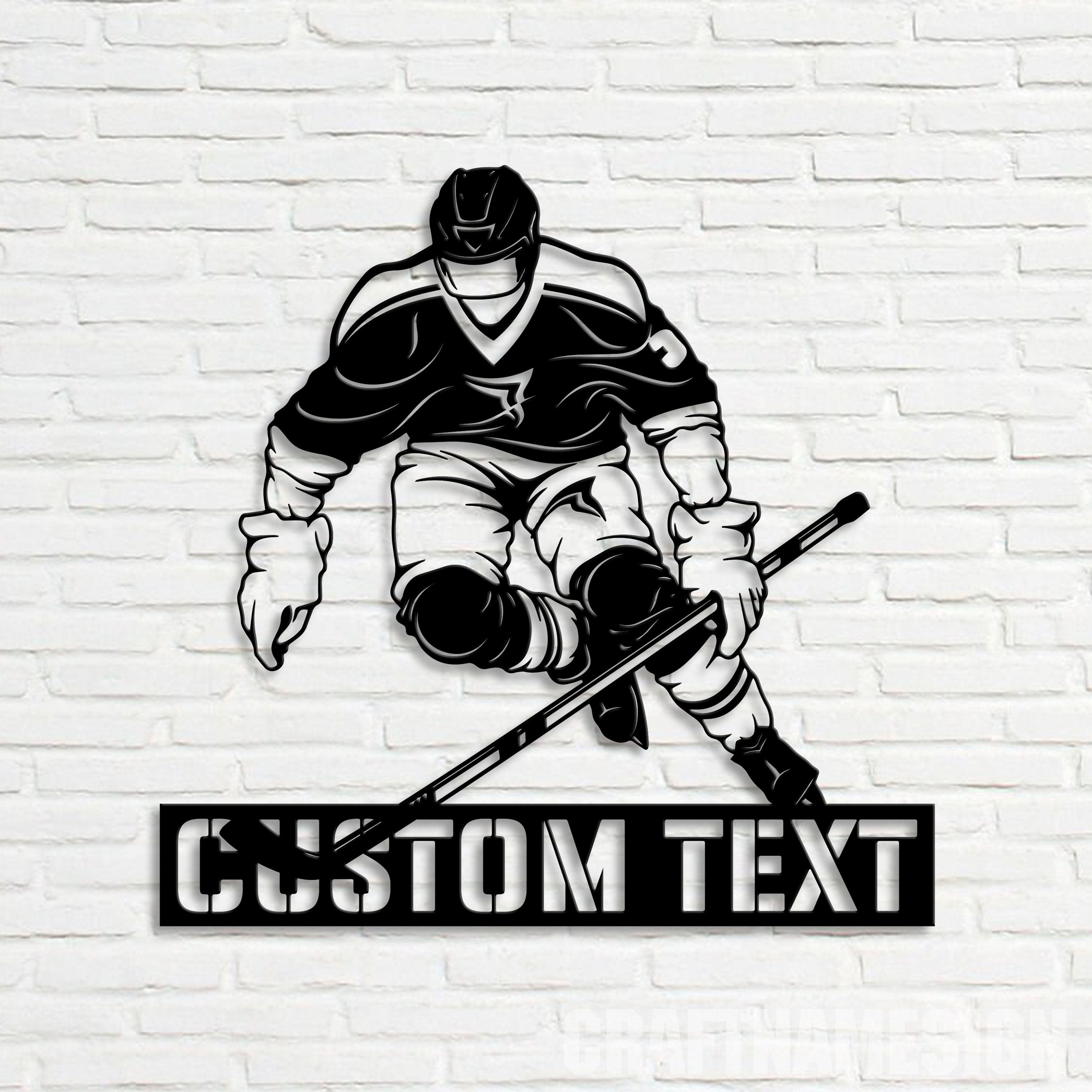Craftnamesign Custom Hockey Metal Sign LED Light, Hockey Player Name ...