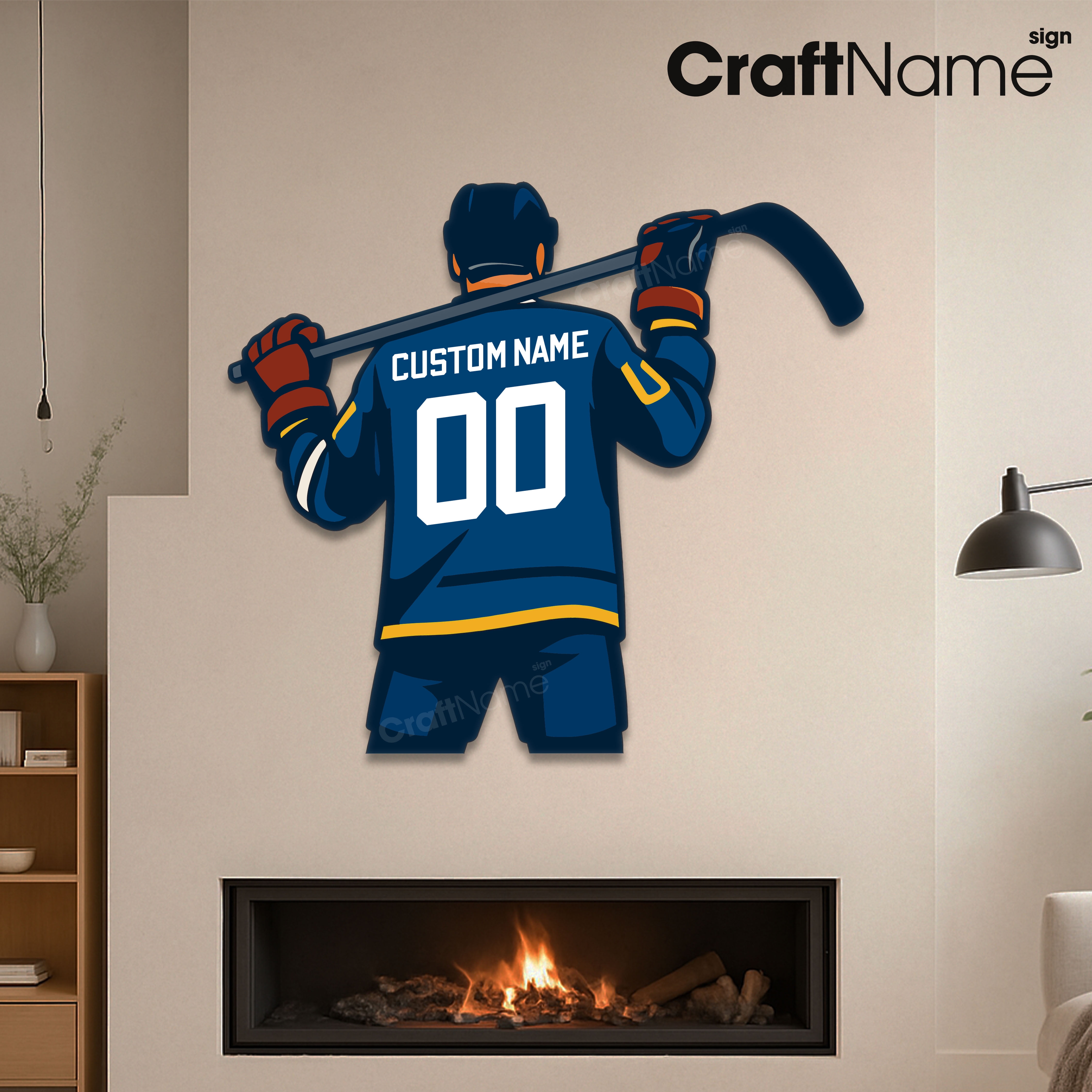 Craftnamesign Custom Hockey Player Metal Sign for Ice Hockey Club Wall ...