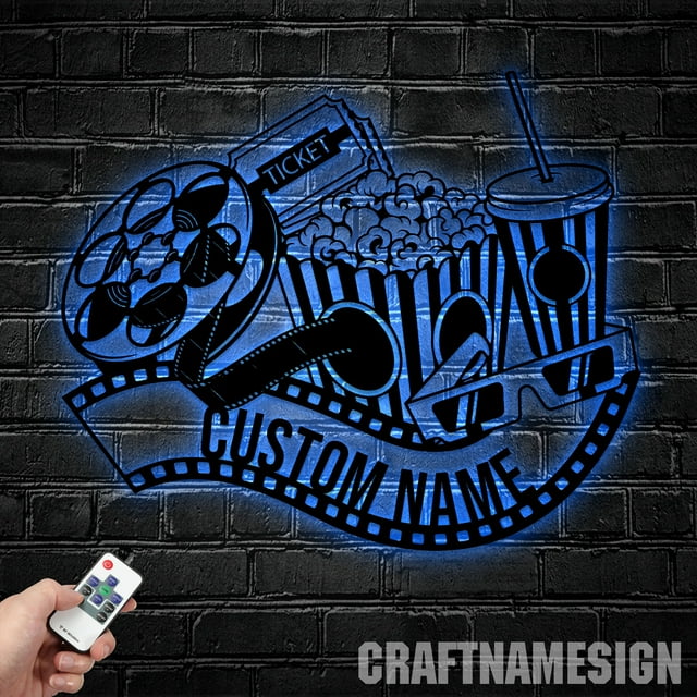 Craftnamesign Custom Home Cinema Movie Metal Wall Art LED Light, Custom ...