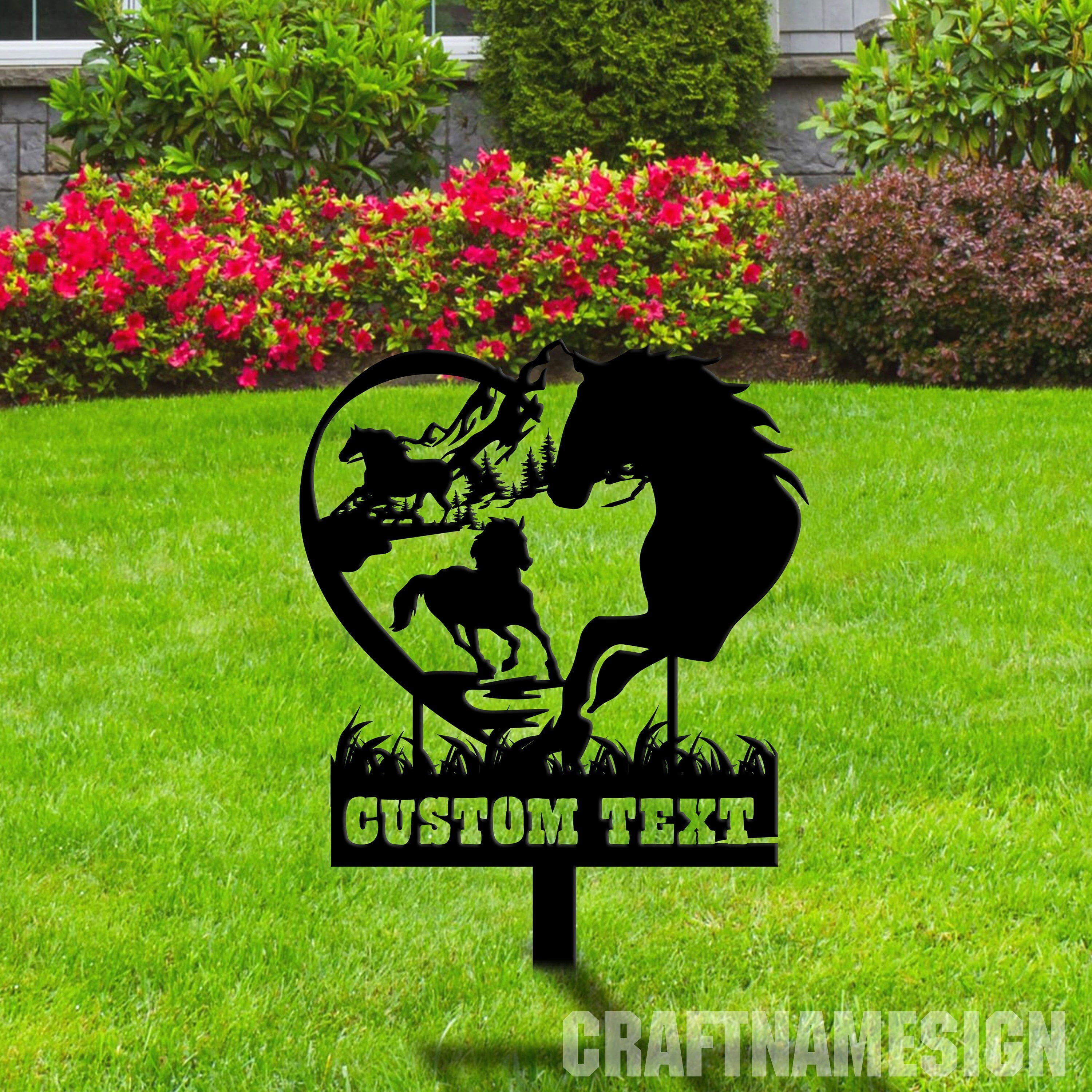 Craftnamesign Custom Horse Memorial Metal With Stakes, Grave Markers ...