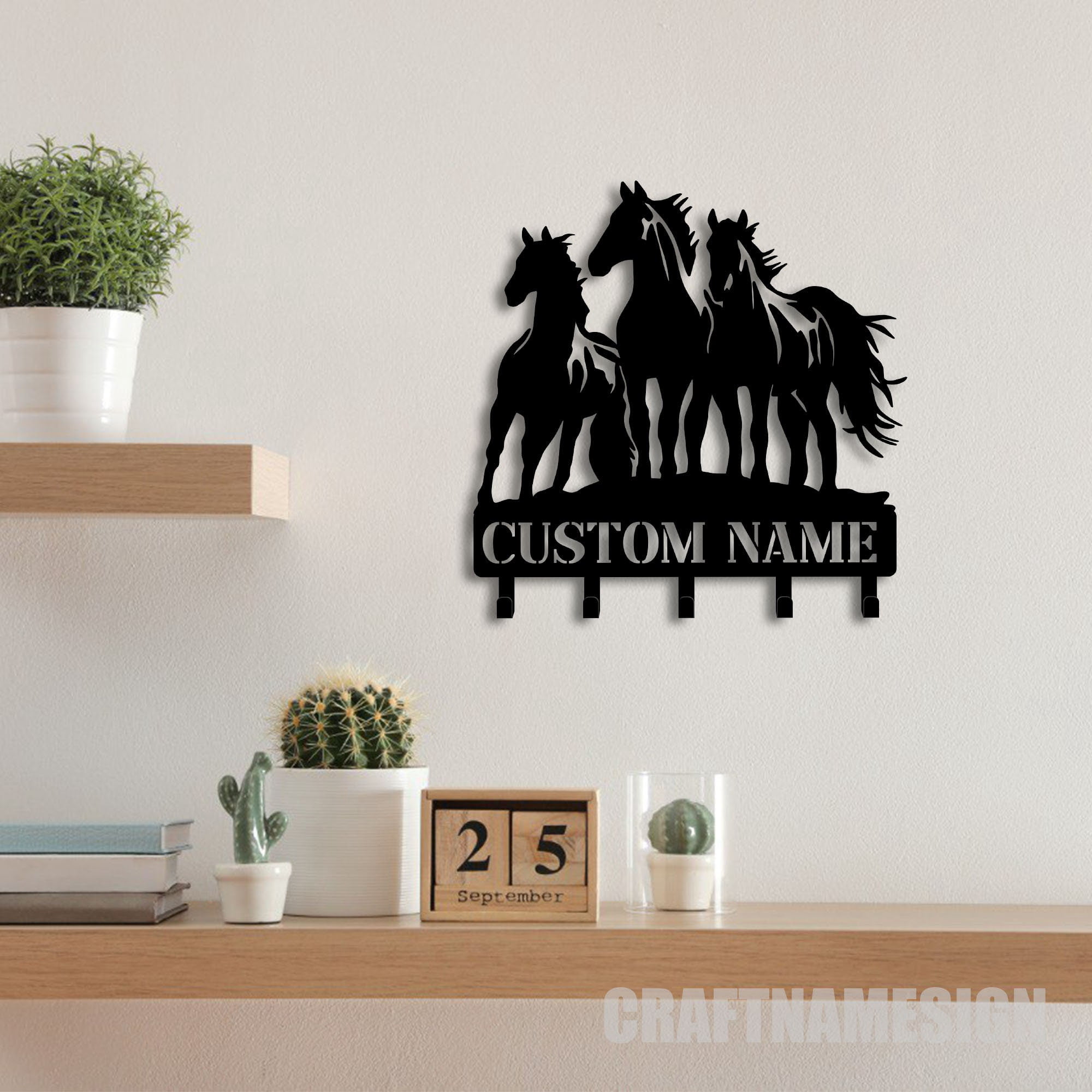 Craftnamesign Custom Horse Metal Key Holder, Running Horses Decorative ...