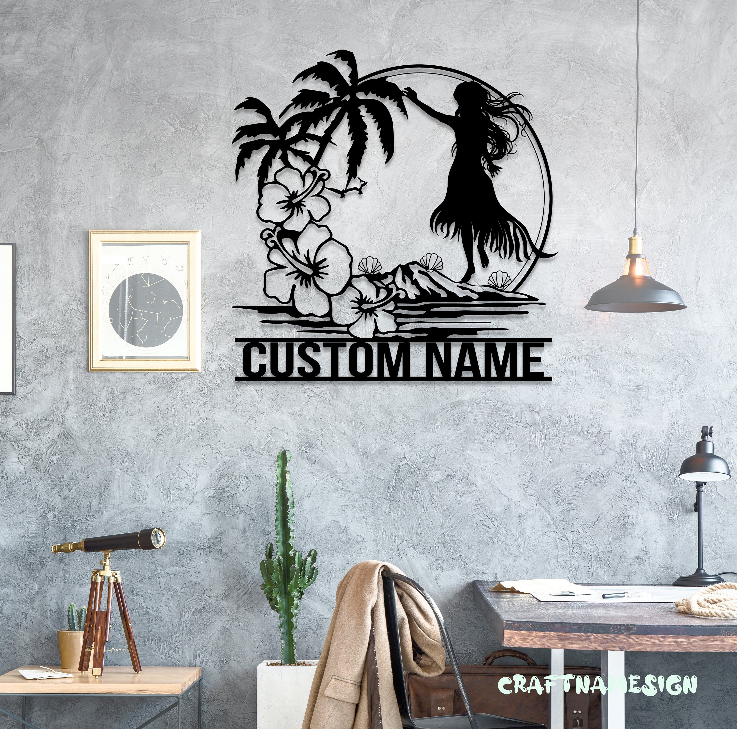 Craftnamesign Custom Hula Dancer Metal Wall Art LED Light, Hula Dancing ...