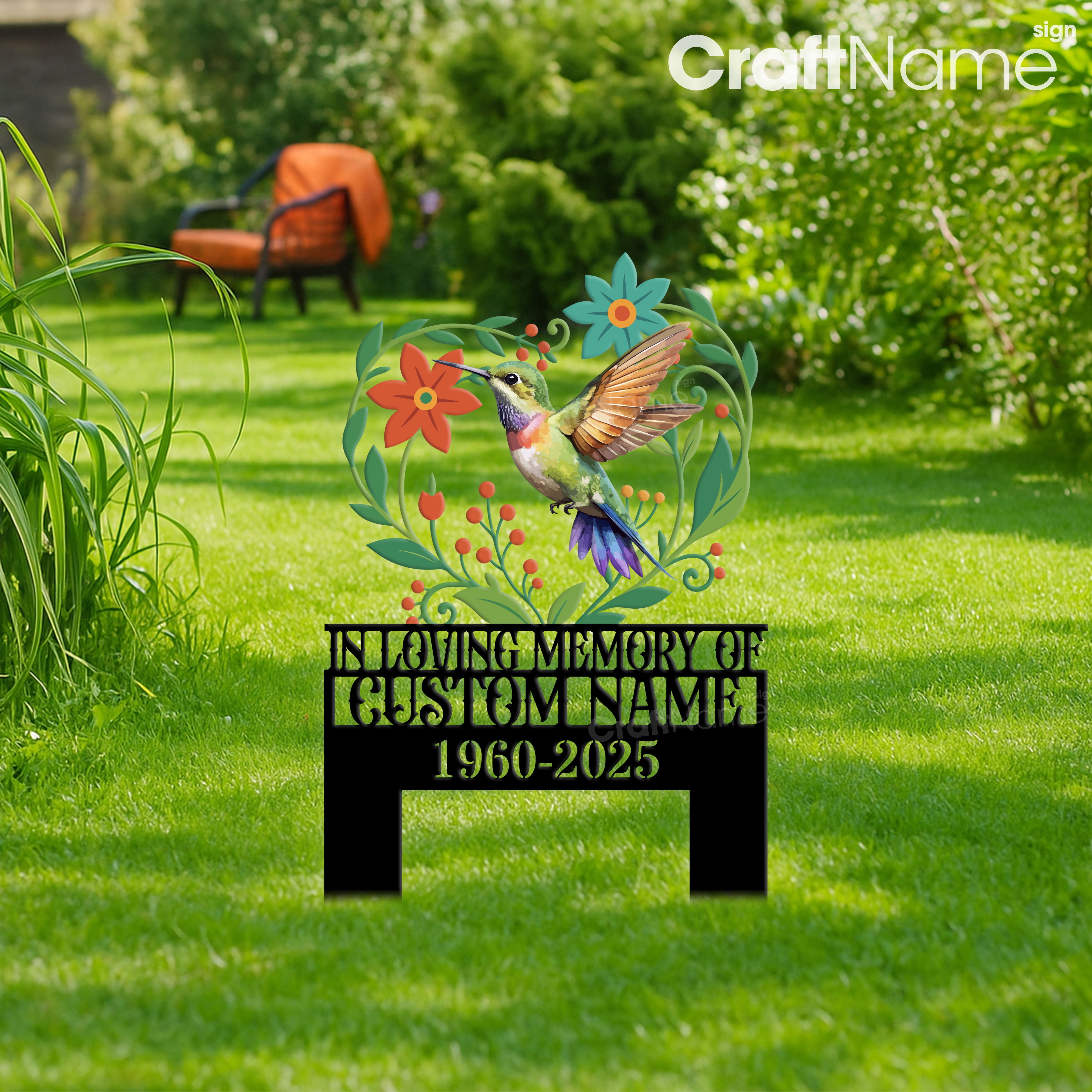 Craftnamesign Custom Hummingbird Memorial Metal Garden Stake Decor ...