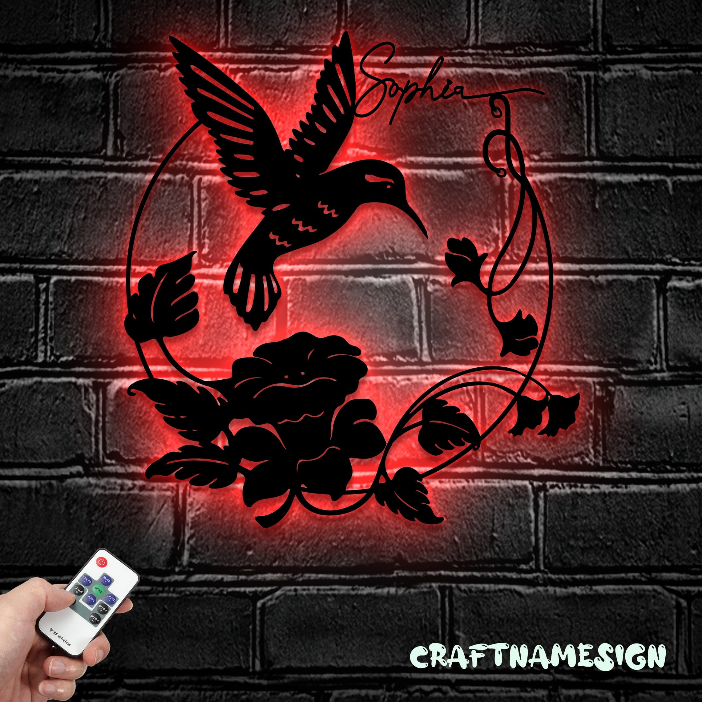 Craftnamesign Custom Hummingbird Metal Wall Art LED Light, Custom ...