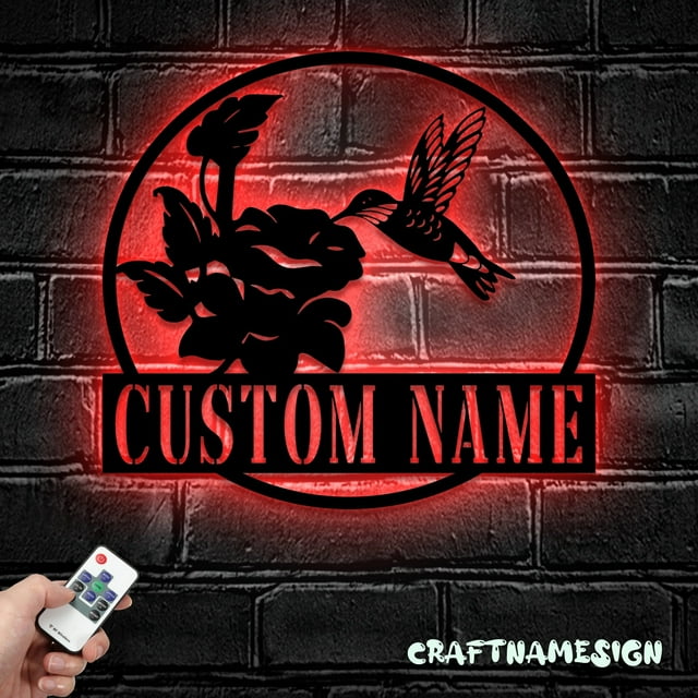 Craftnamesign Custom Hummingbird Metal Wall Art LED Light, Hummingbird ...