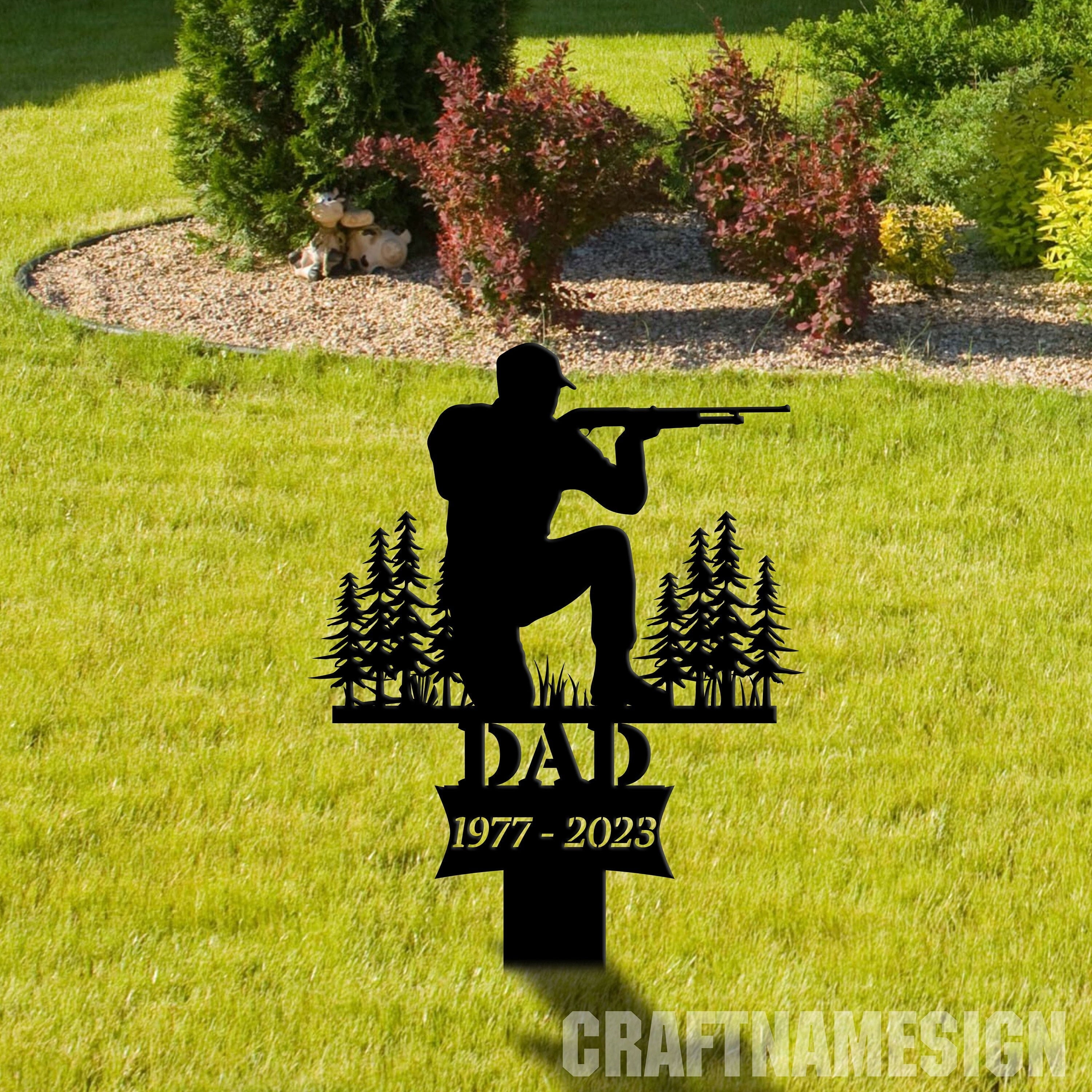 Craftnamesign Custom Hunting Dad Memorial Metal Stake, Hunter Grave ...