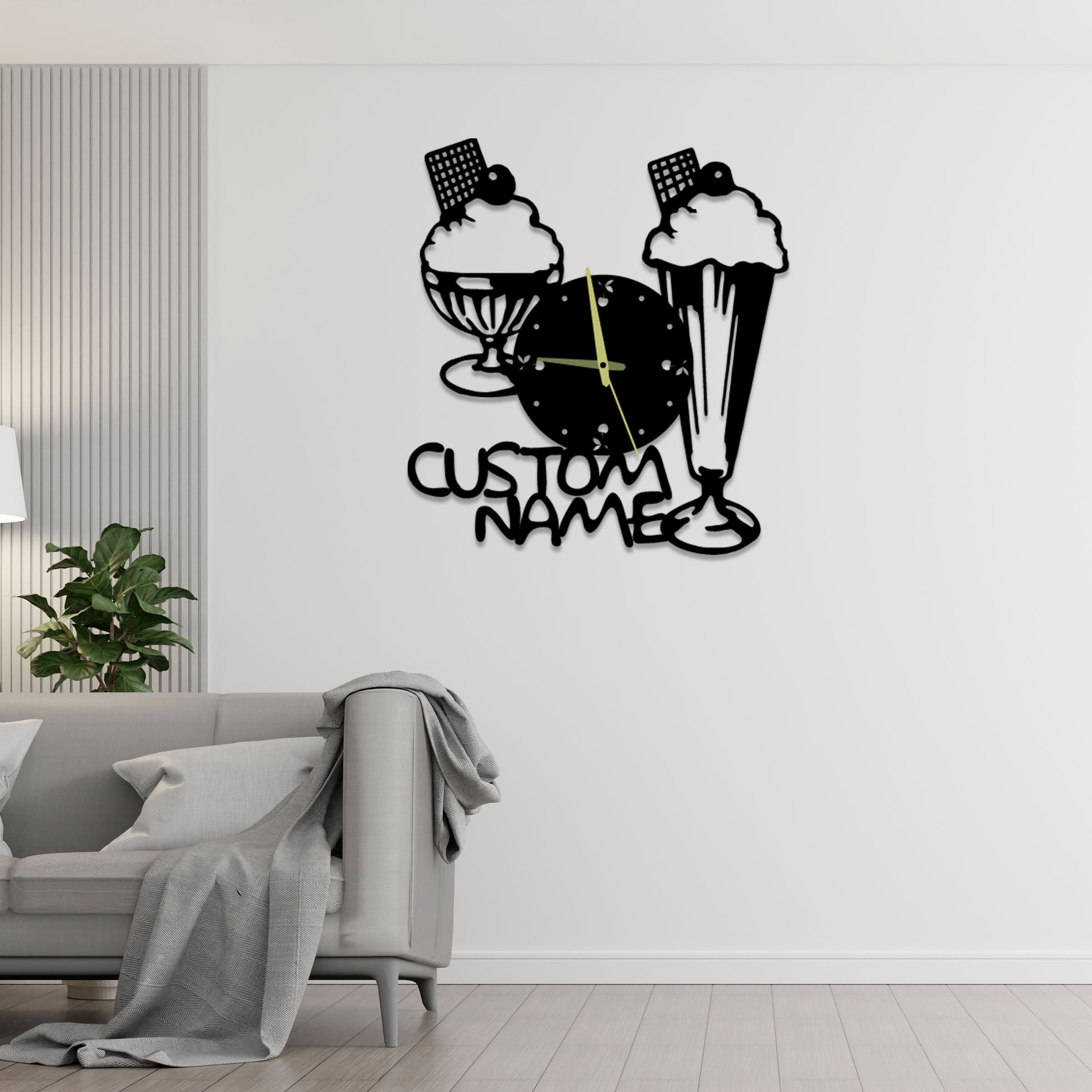 Craftnamesign Custom Ice Cream Metal Wall Clock For Gelato Drink Shop ...