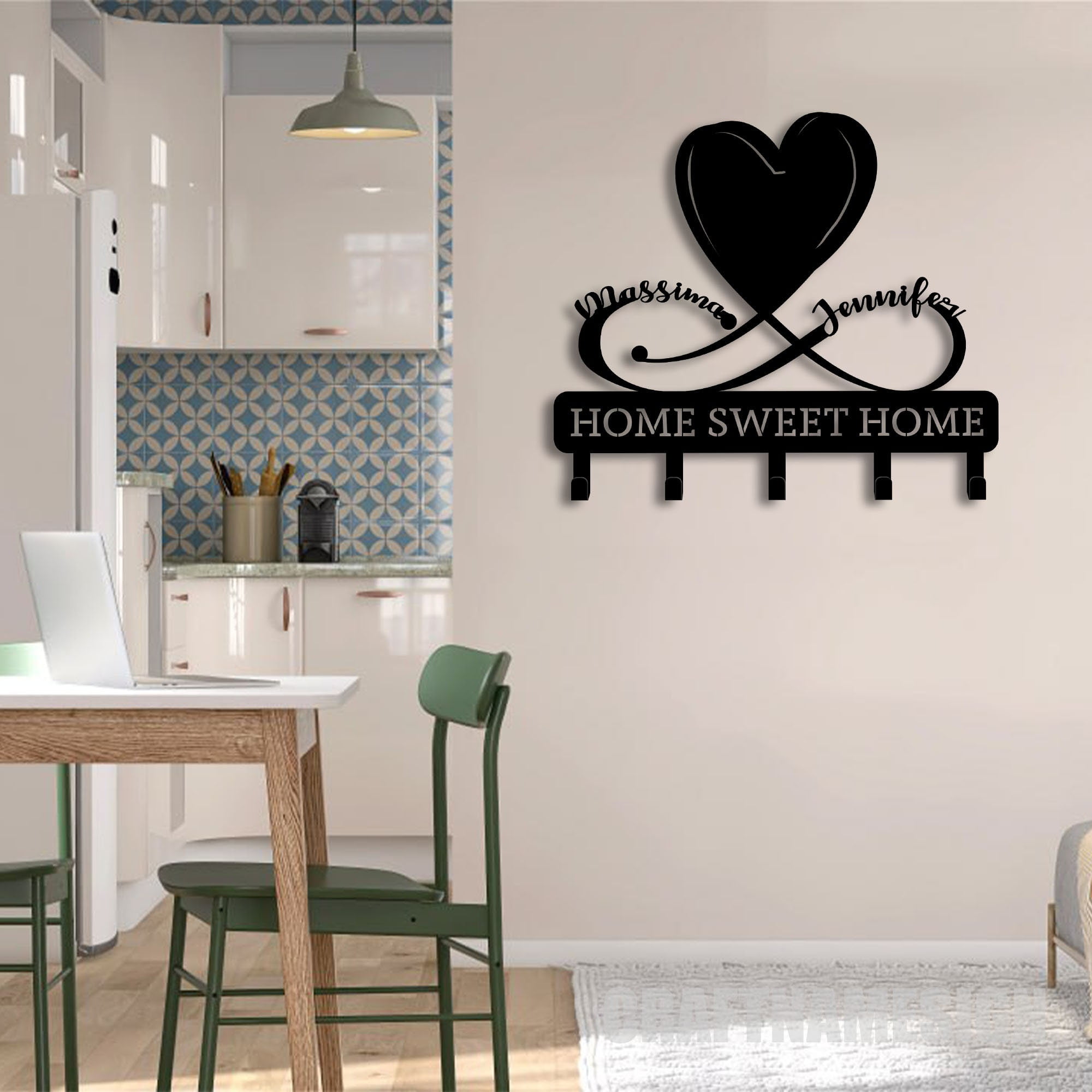 Craftnamesign Custom Infinity Heart Metal Key Holder, Home Sweet Home ...
