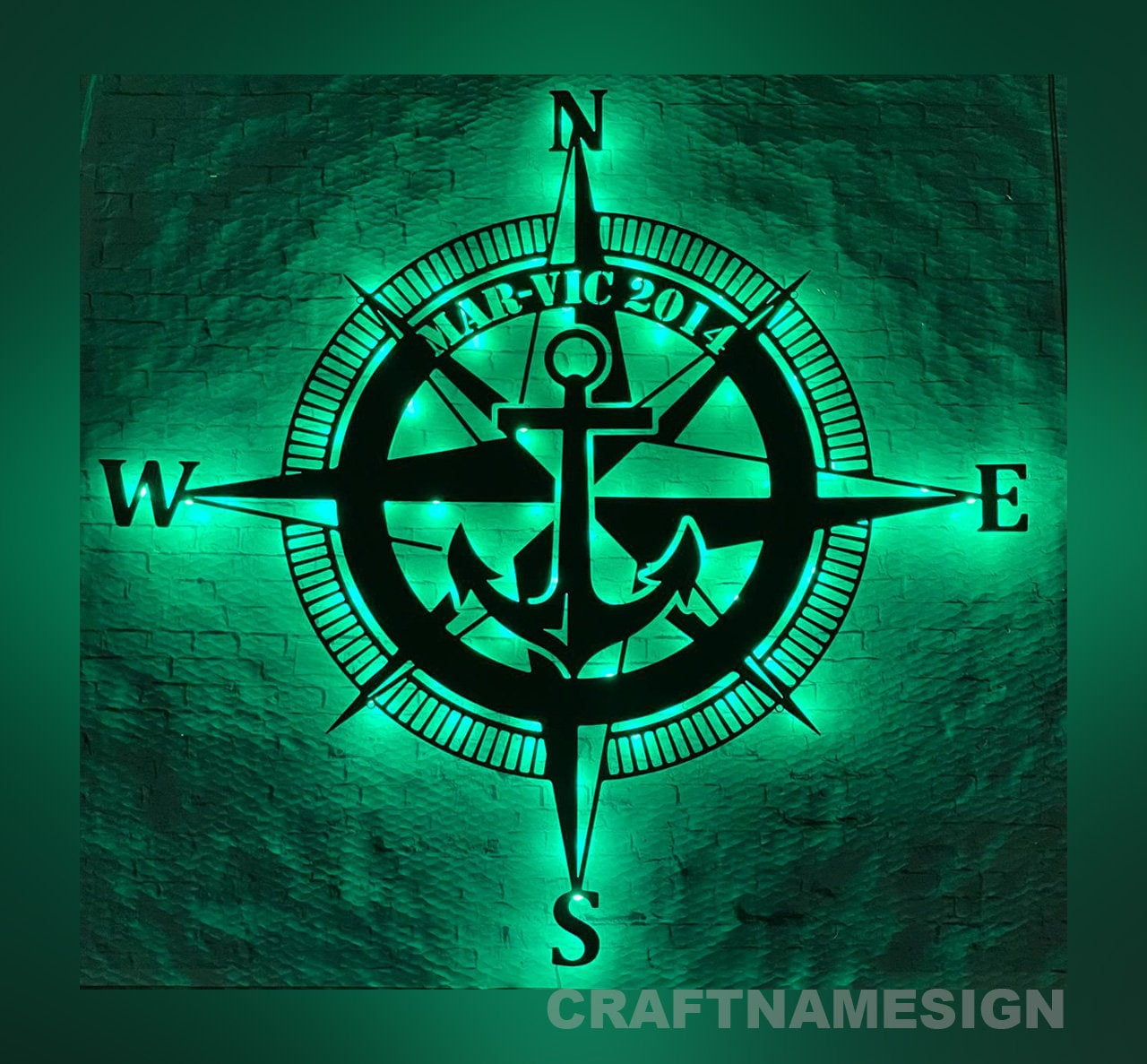 Craftnamesign Custom GPS Anchor Compass Metal Sign LED Light, Custom ...