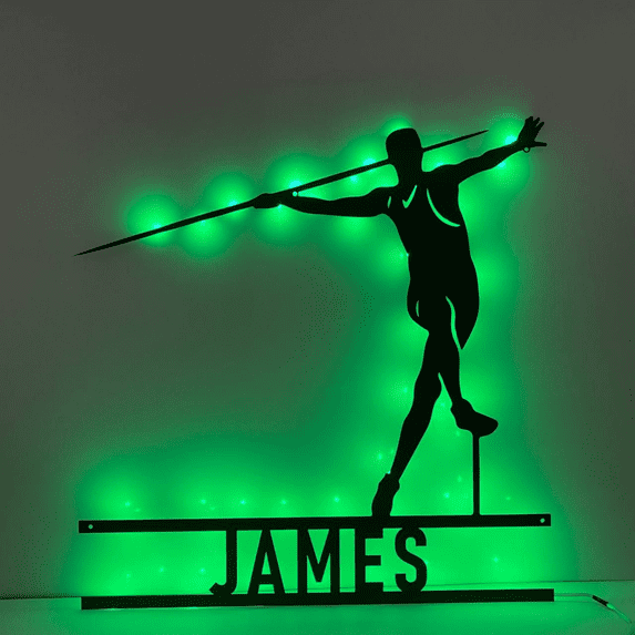 Craftnamesign Custom Javelin Thrower Metal Sign LED Light, Sport Name ...