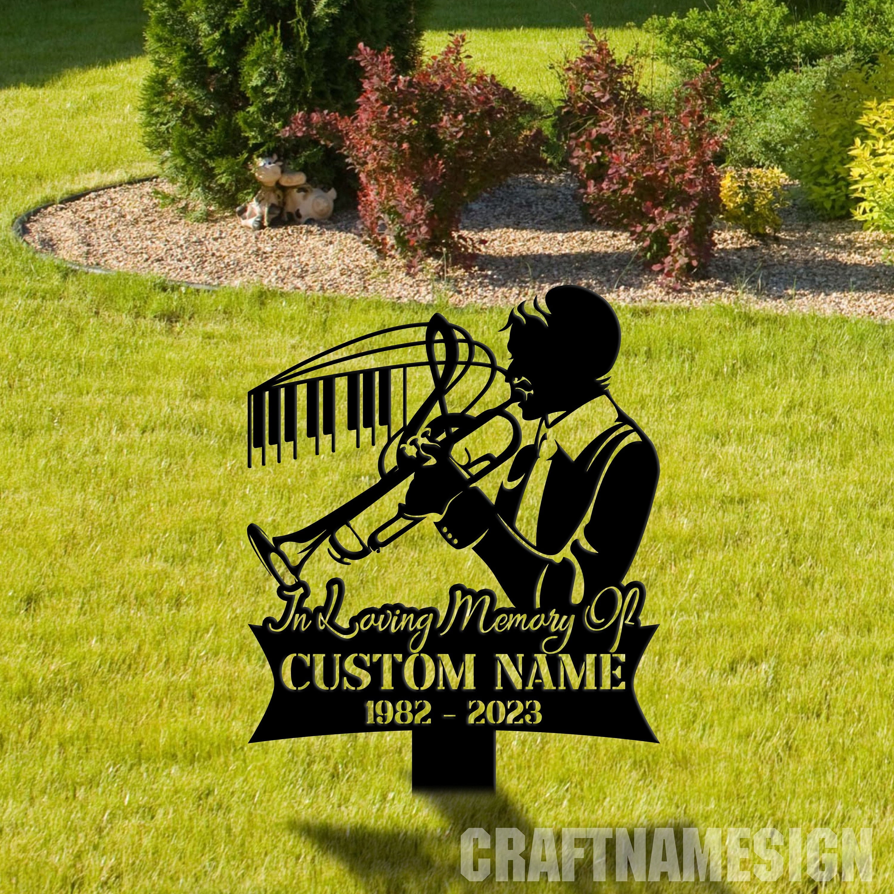 Craftnamesign Custom Jazz Trumpet Player Memorial Stake, Trumpet Grave ...