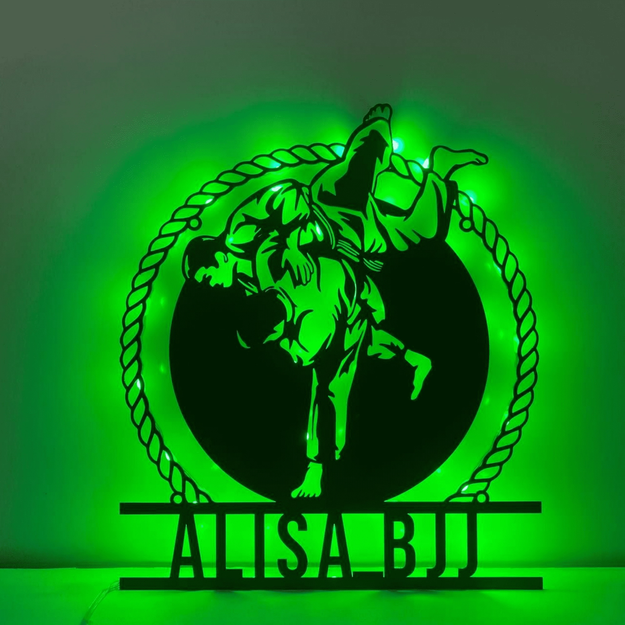 Craftnamesign Custom Jiu Jitsu Metal Wall Art LED Light, Jiu Jitsu Wall ...