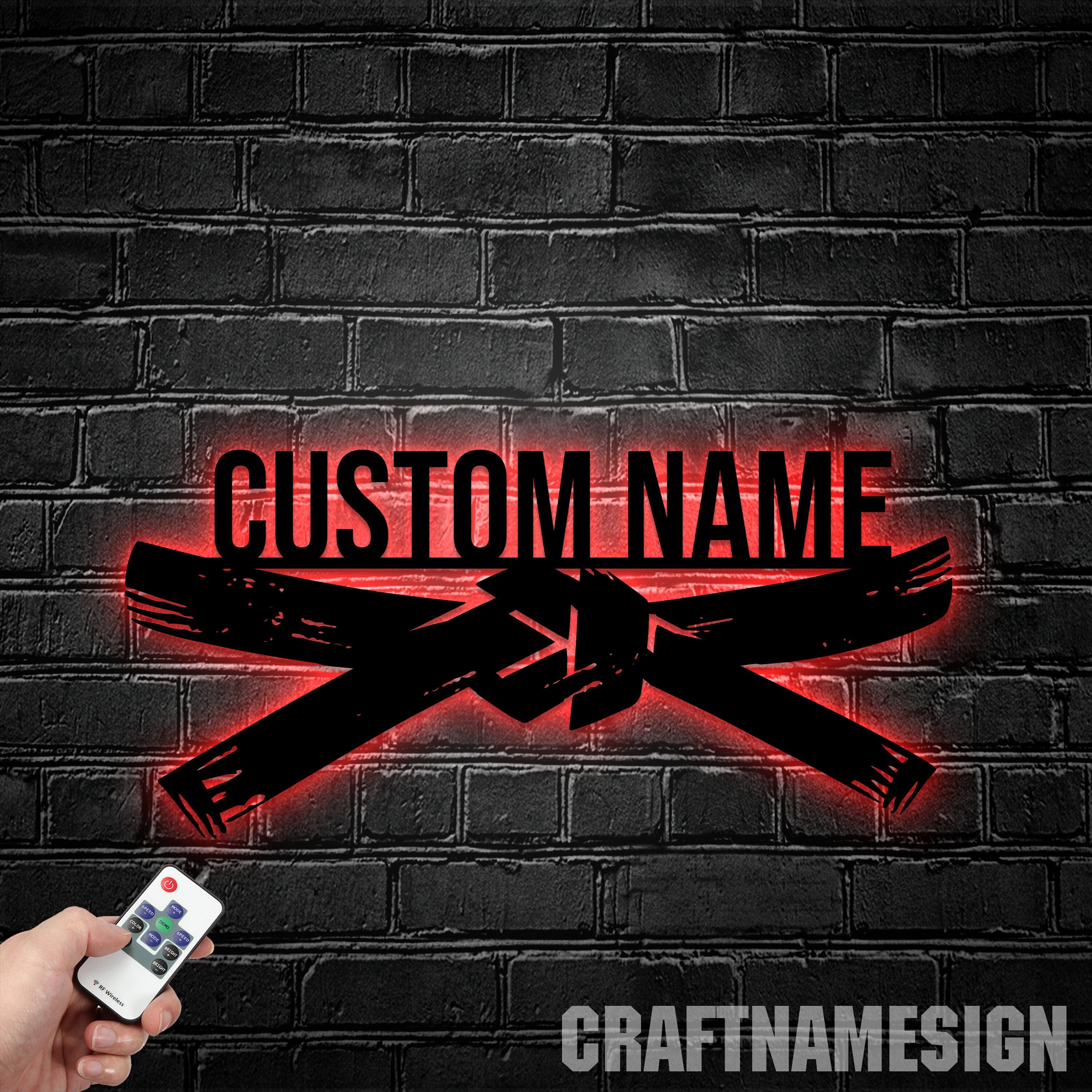 Craftnamesign Custom Judo Black Belt Metal Wall Art Led Light ...