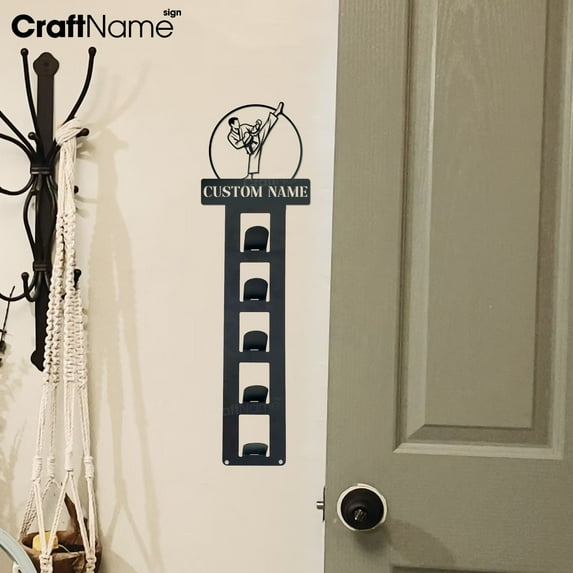 Craftnamesign Custom Karate Metal Hat Rack Wall Decor, Unique Cap Rack ...