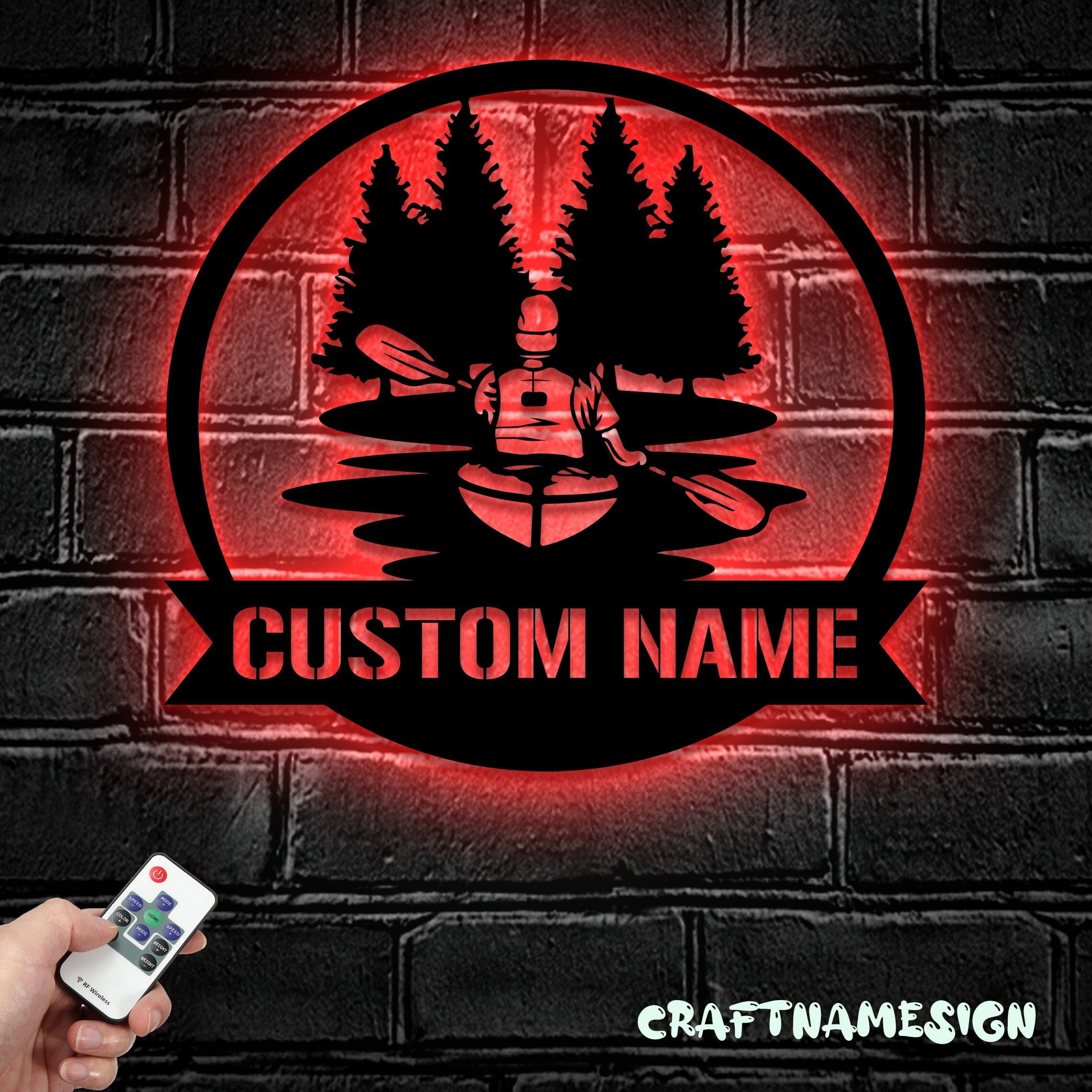 Craftnamesign Custom Kayak Lake Life Metal Wall Art LED Light ...