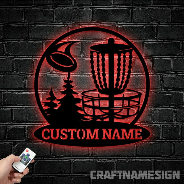 Craftnamesign Custom Disc Golf Player Metal Wall Art LED Light ...