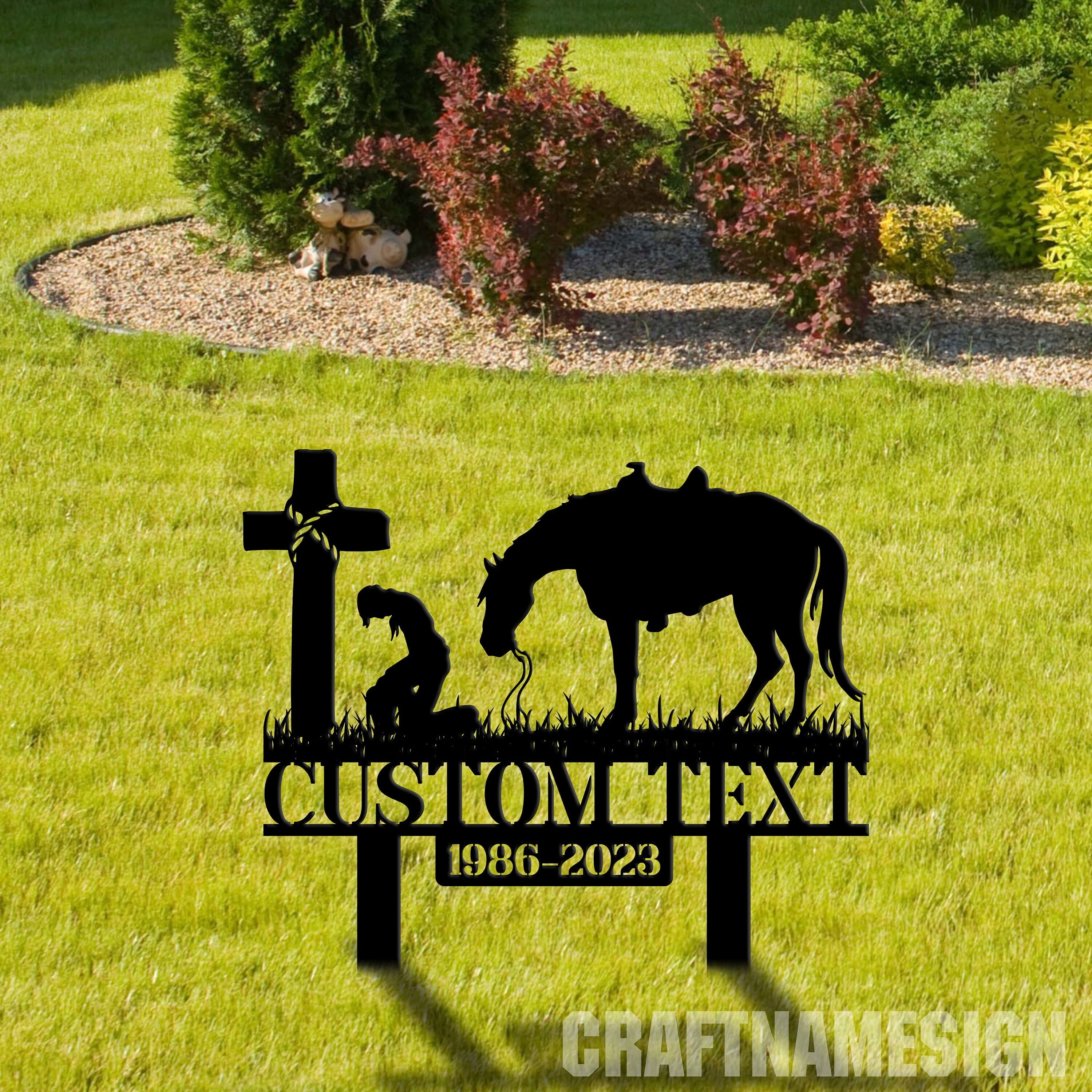 Craftnamesign Custom Kneeling Cowboy At Cross Memorial Stake, Cowboy ...