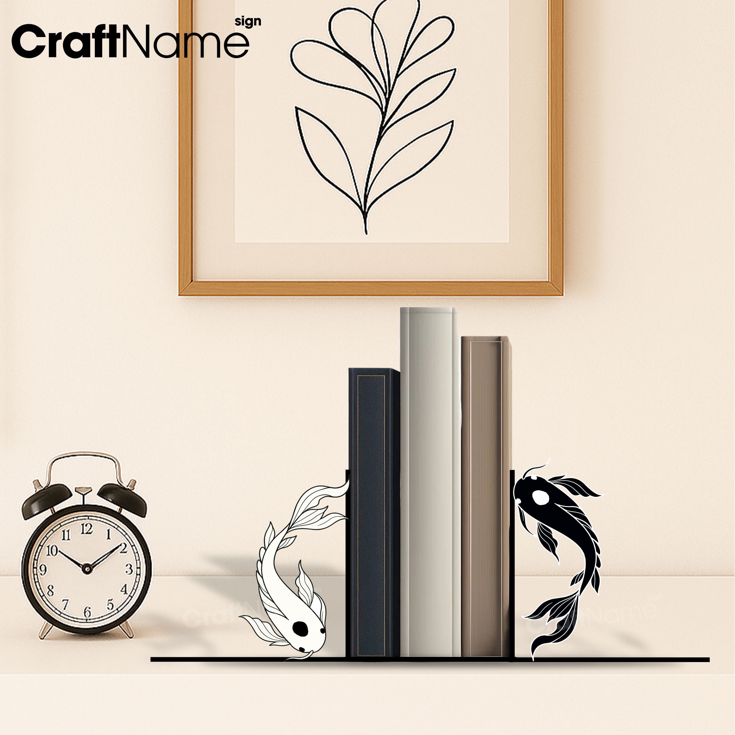 Craftnamesign Custom Koi Fish Metal Bookend, Book Stand for Reading ...