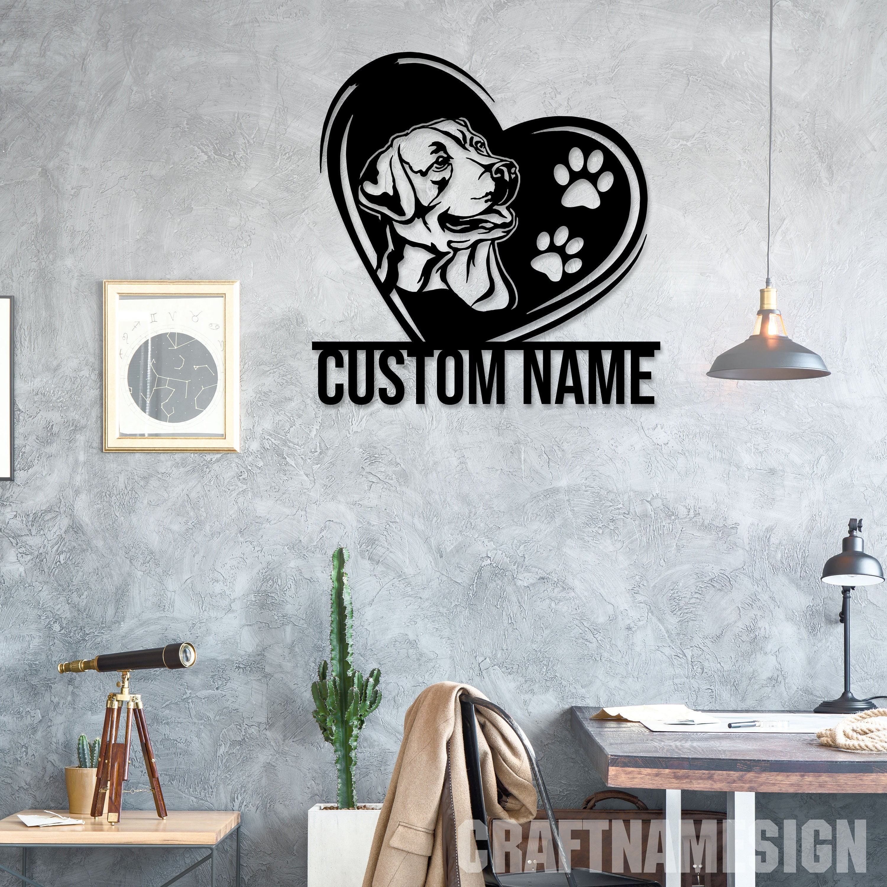 Craftnamesign Custom Labrador Retriever with Heart Metal Sign LED Light ...
