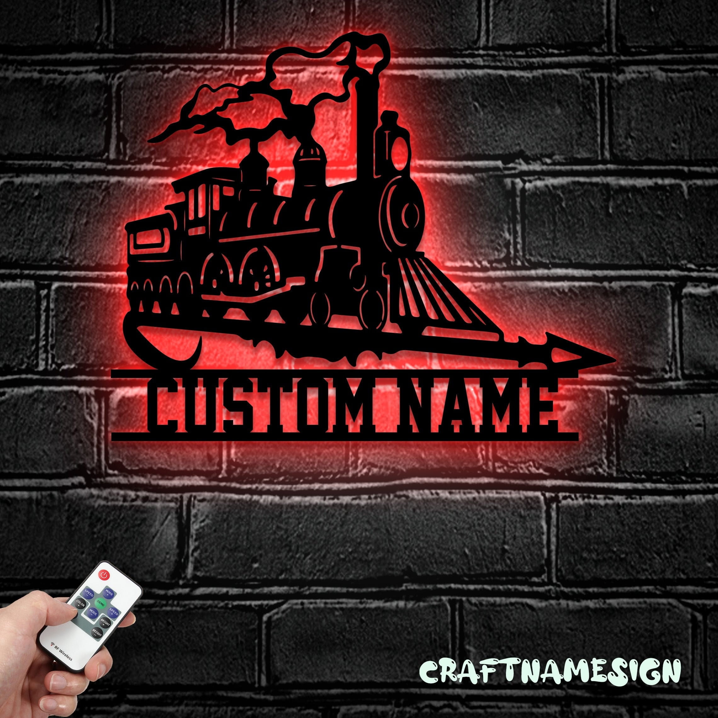 Craftnamesign Custom Train Locomotive Metal Wall Art LED Light, Train ...