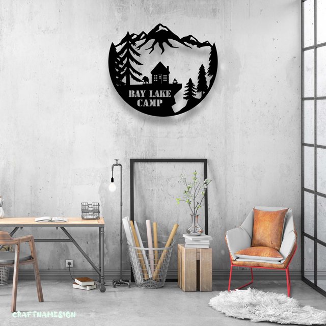 Craftnamesign Custom Lake Camp Metal Wall Art LED Light, Camping Metal ...