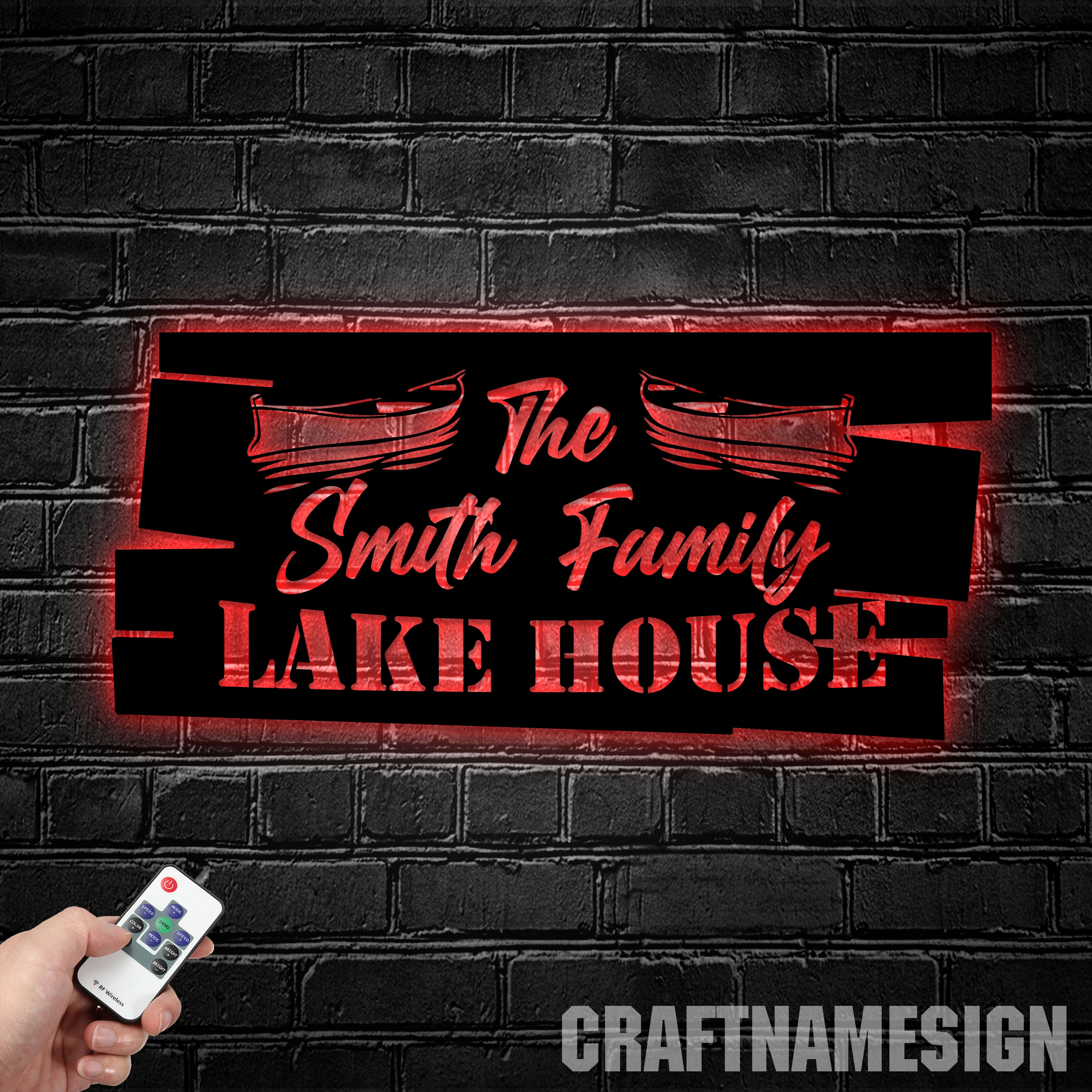 Craftnamesign Custom Lake House Metal Wall Art LED Light, Personalized ...