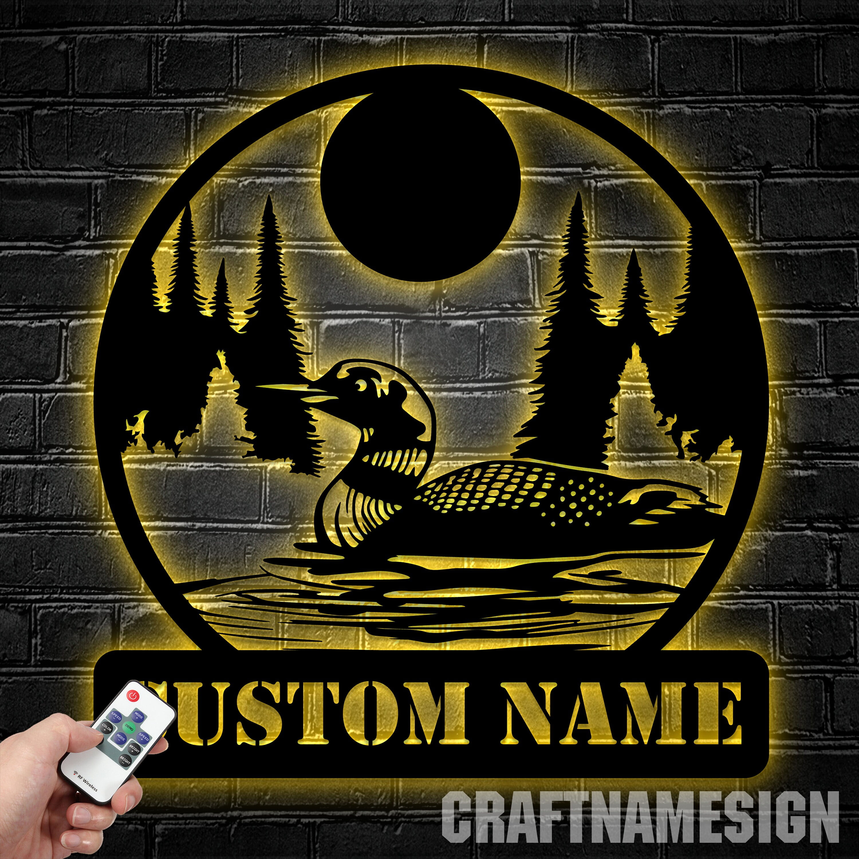 Craftnamesign Custom Lake Loon Duck Metal Wall Art LED Light ...