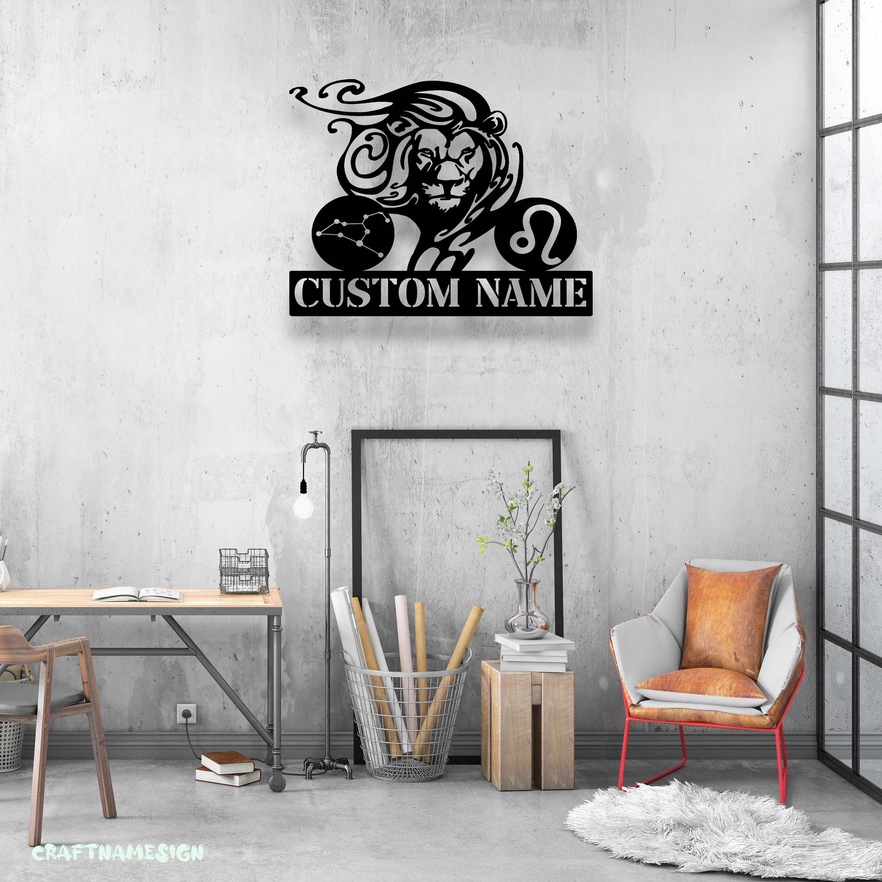 Craftnamesign Custom Leo Zodiac Symbol Metal Sign LED Light, Horoscope ...