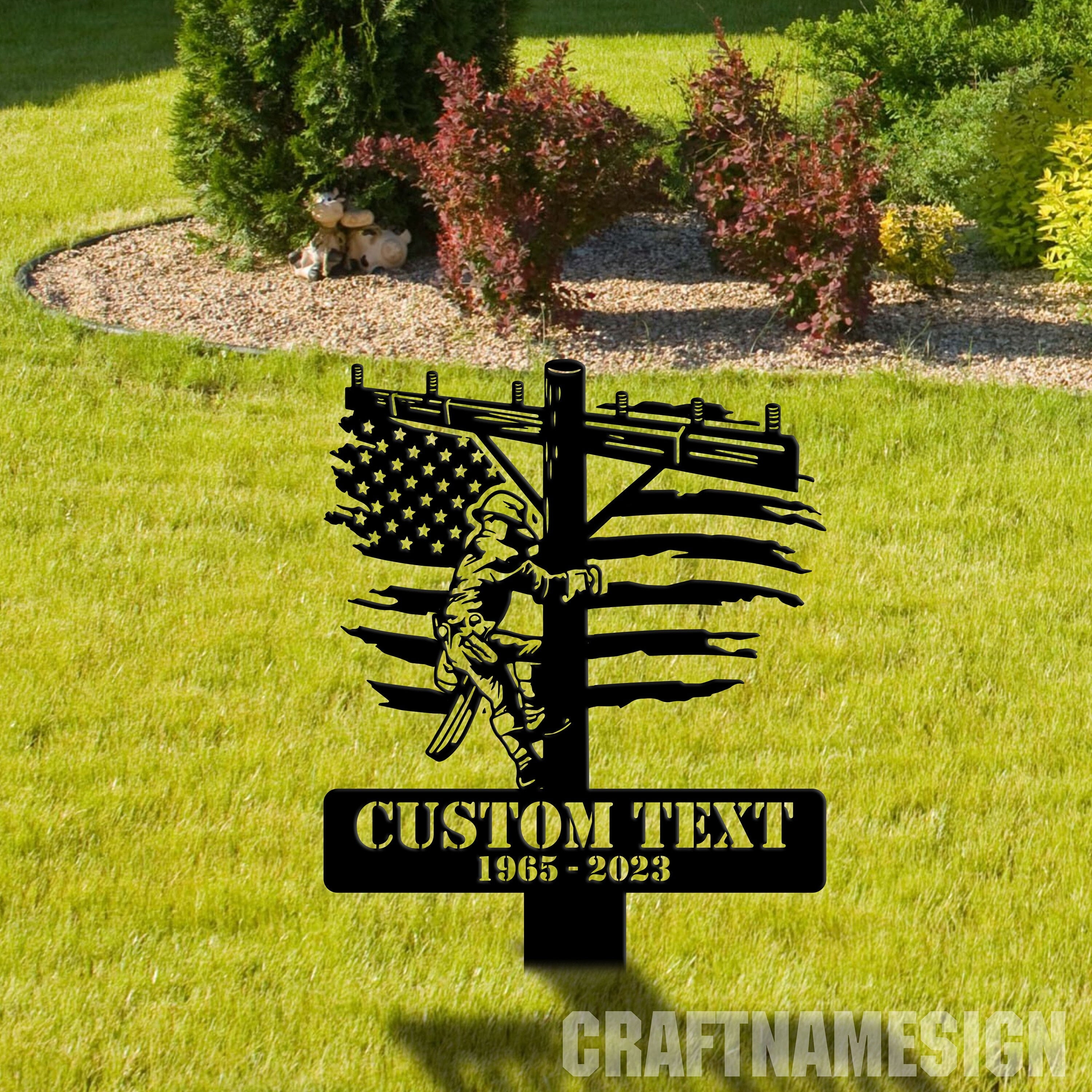 Craftnamesign Custom Lineman Memorial Stake, Memorial Plaque with Stake ...