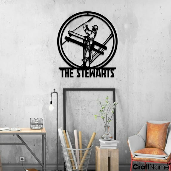 Craftnamesign Custom Lineman Metal Wall Art LED Light, Lineman Metal ...