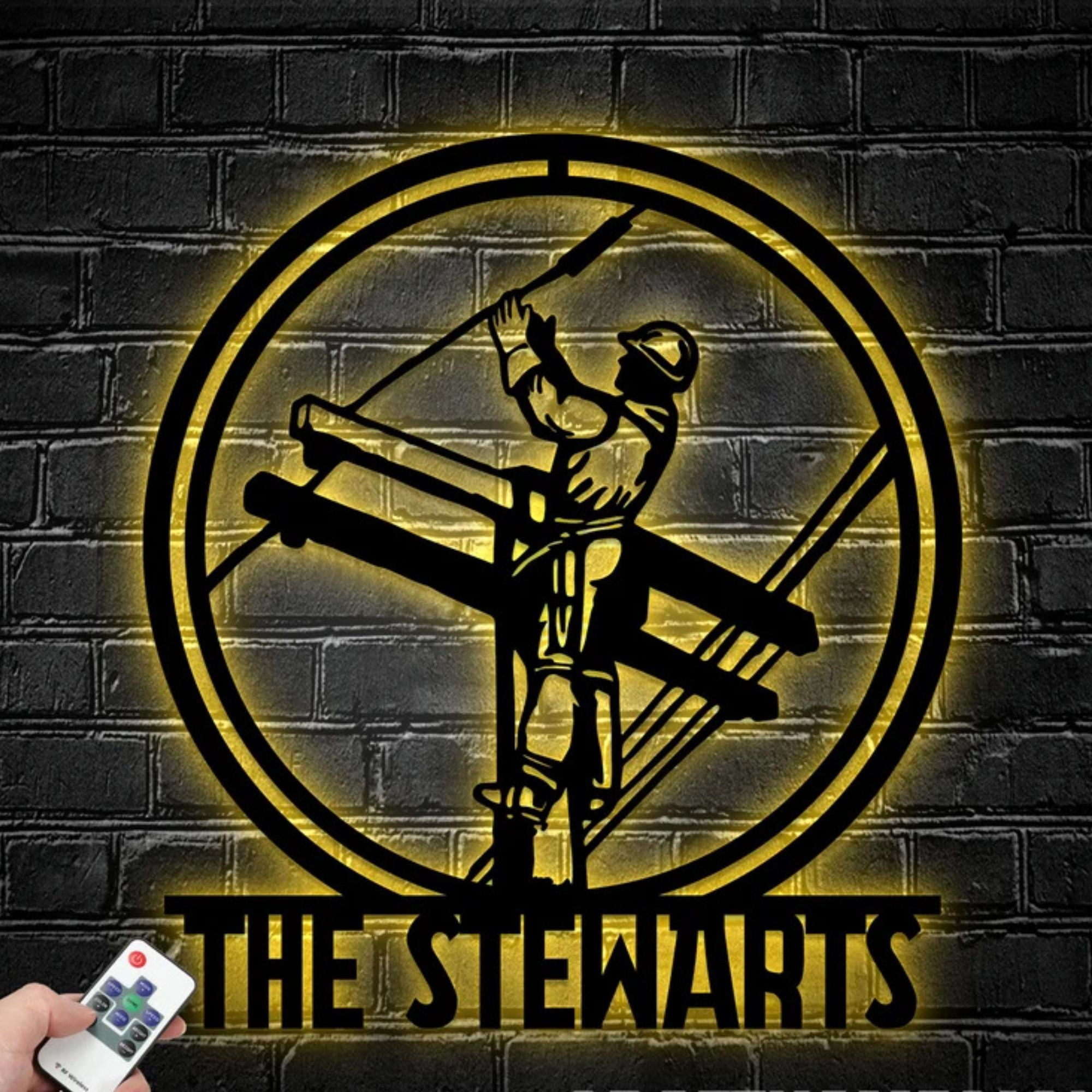 Craftnamesign Custom Lineman Metal Wall Art LED Light, Lineman Metal ...