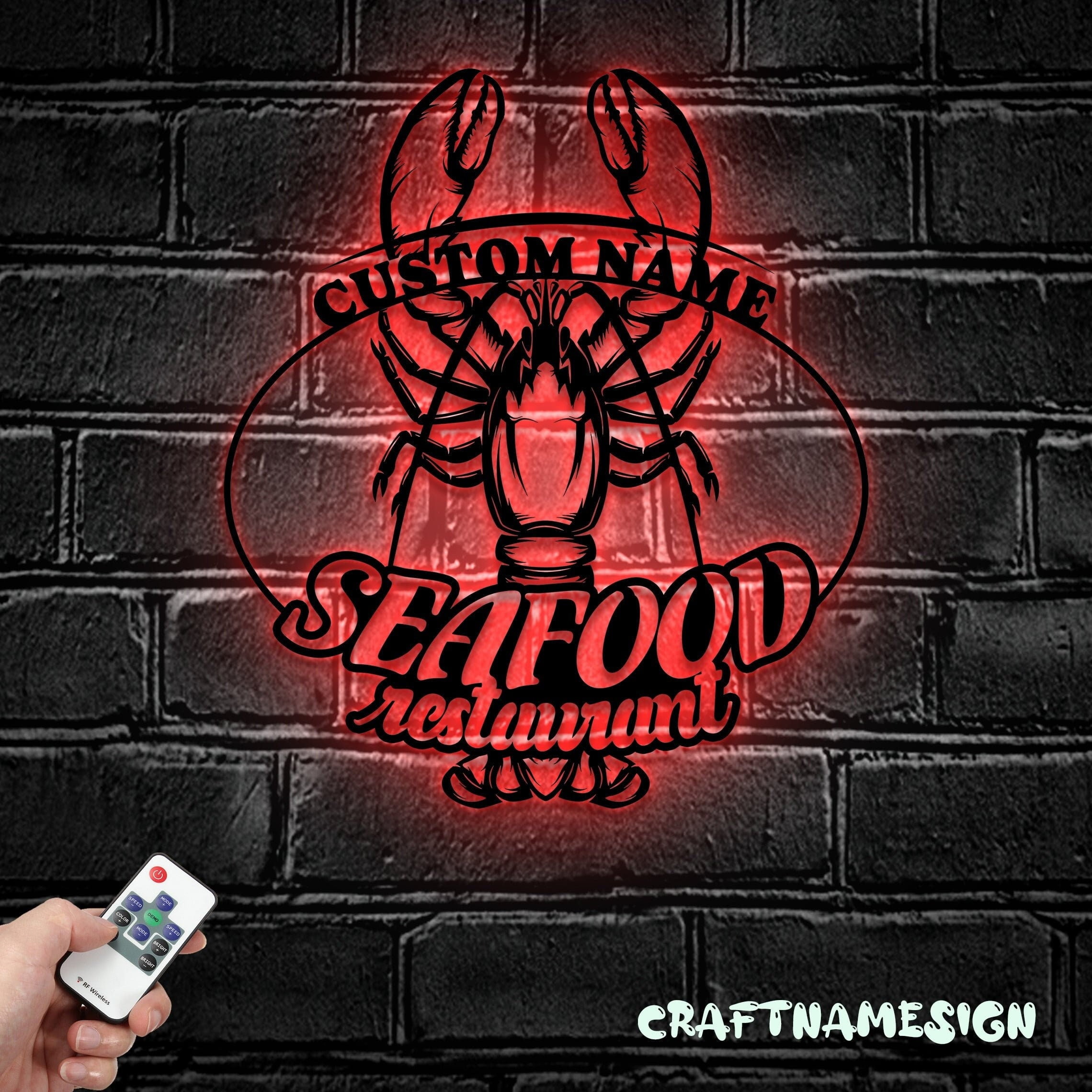Craftnamesign Custom Lobster Seafood Restaurant Metal LED Light, Custom ...