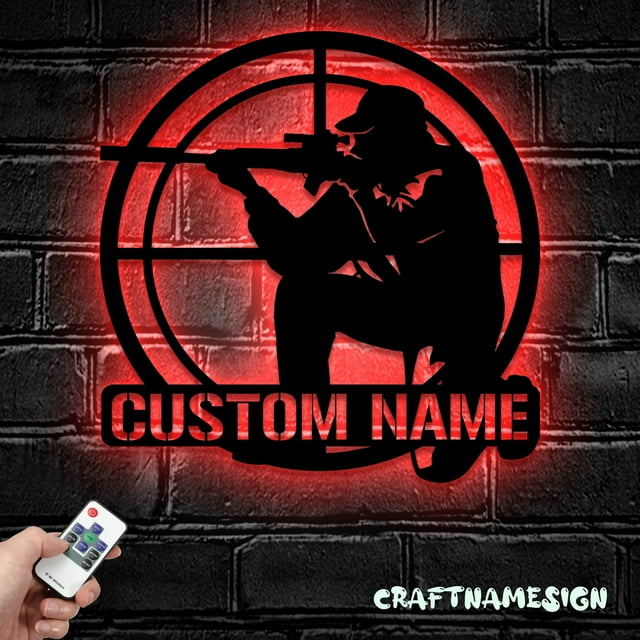 Craftnamesign Custom Man Hunting Metal Wall Art LED Light, Personalized ...