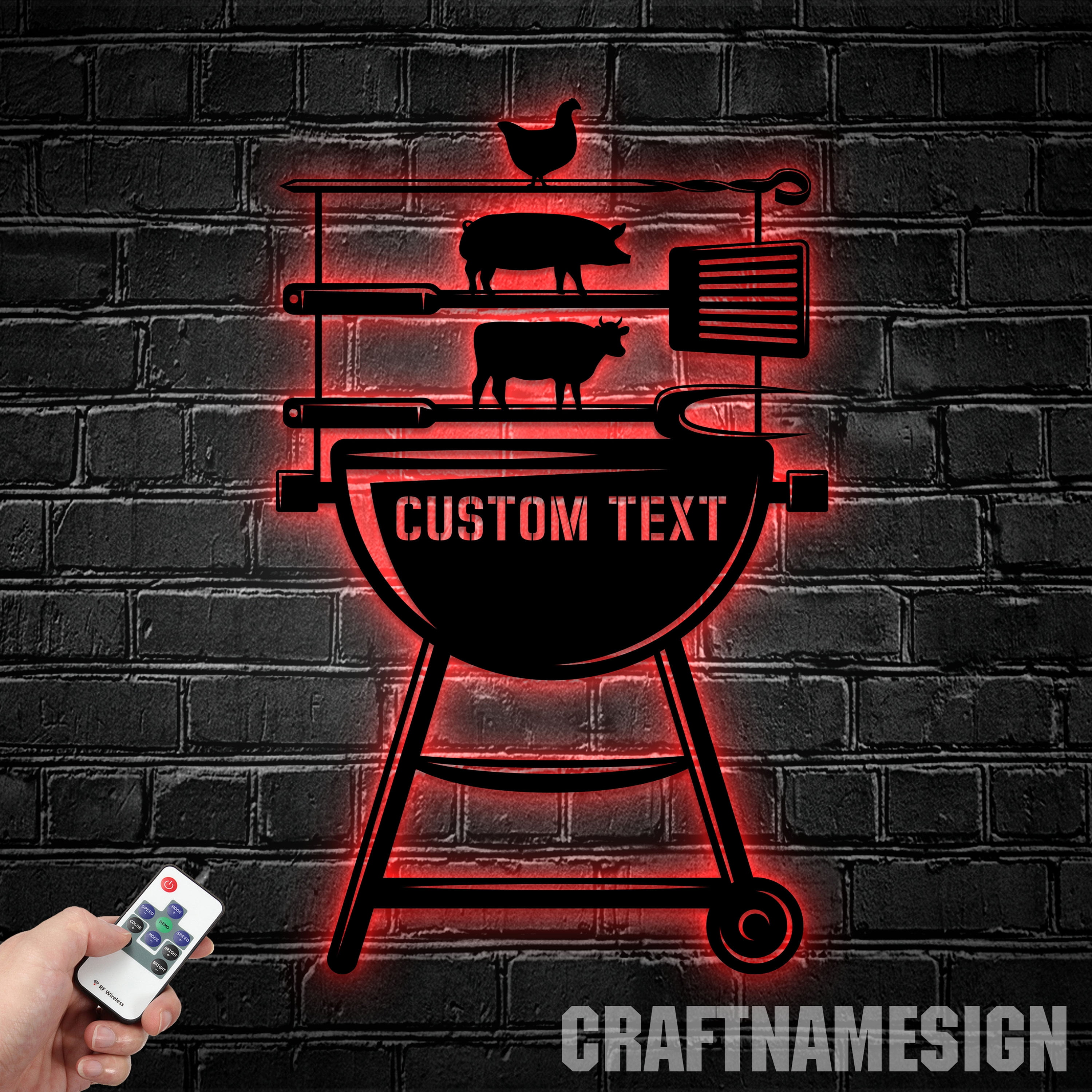 Craftnamesign Custom Grill Metal Sign LED Light, Custom Name Barbecue ...