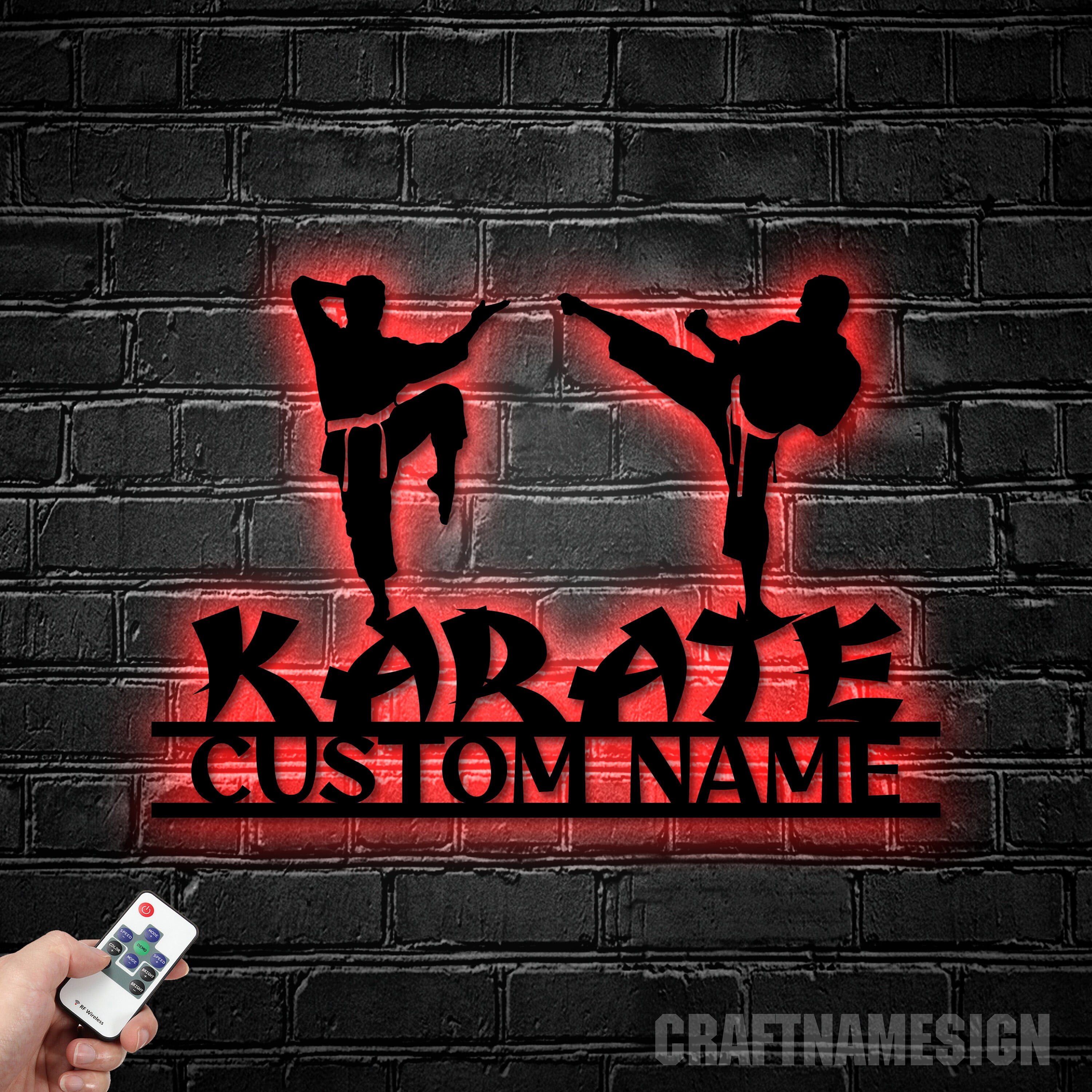Craftnamesign Custom Man Karate Martial Arts Metal Wall Art LED Light ...