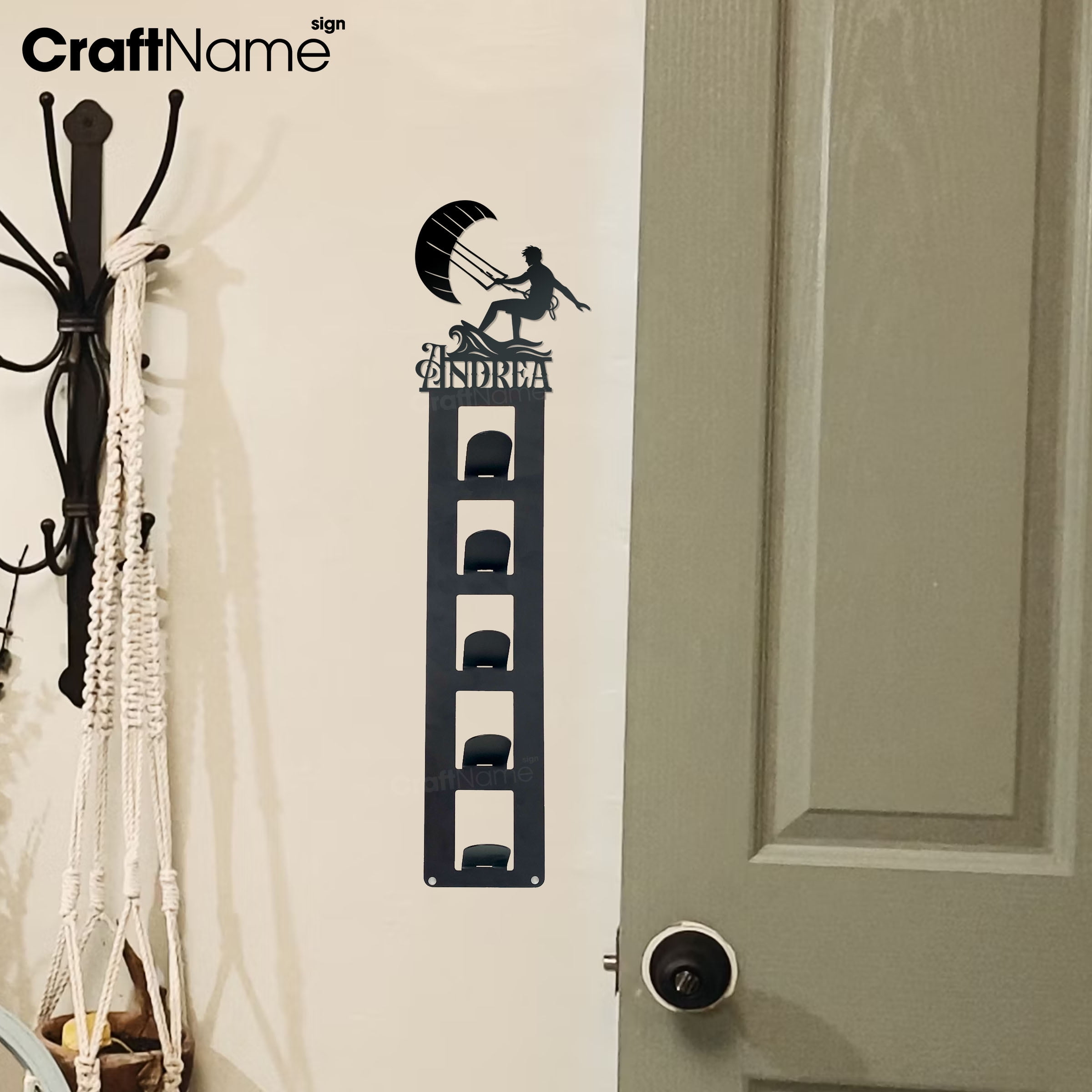 Craftnamesign Custom Man Kitesurfing Metal Hat Rack Wall Decor, Unique ...